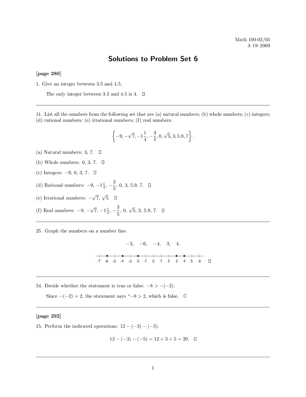 Solutions For Problem Set 6 Survey Of Mathematical Ideas Math 100