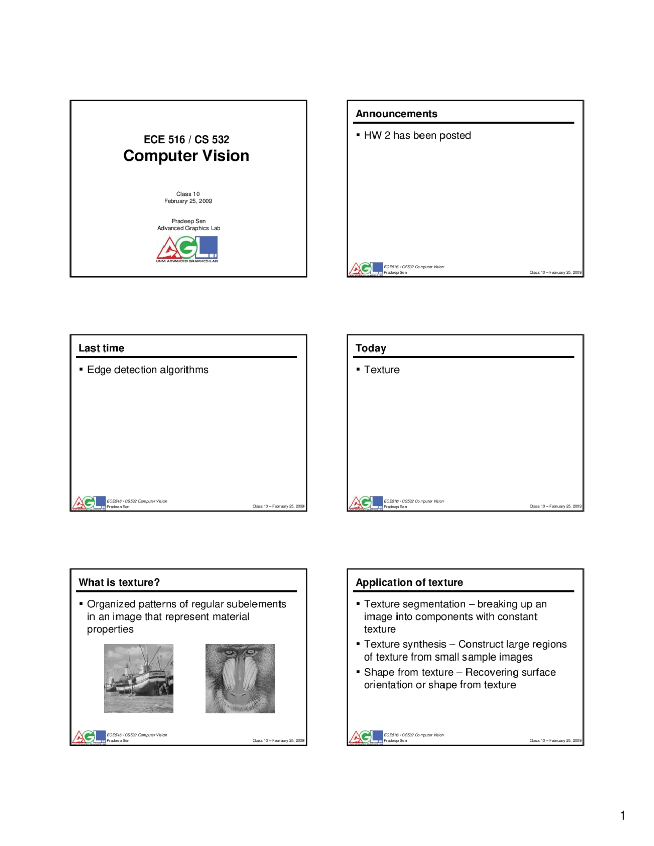 Lecture Slides On Texture Computer Vision Ece 516 Docsity
