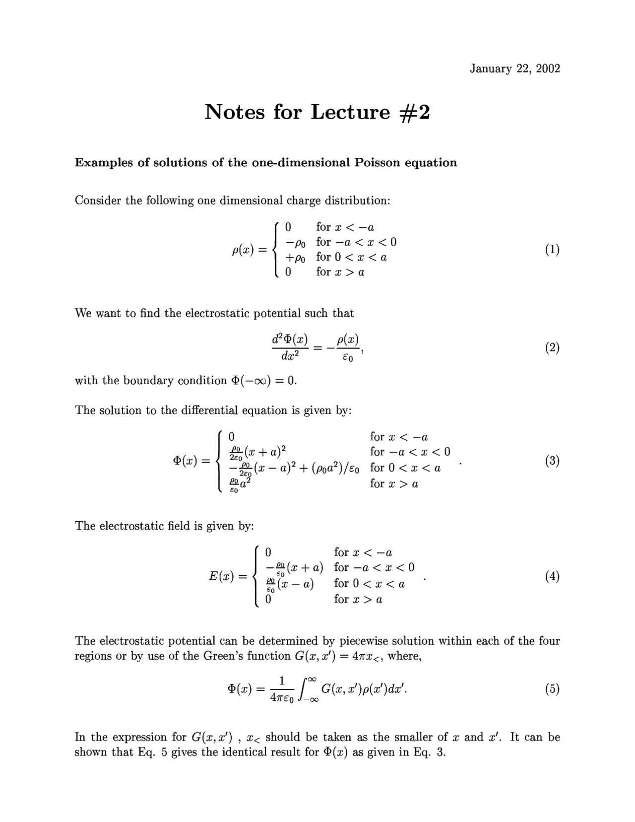 One Dimensional Poisson Equation Electromagnetism Lecture Notes