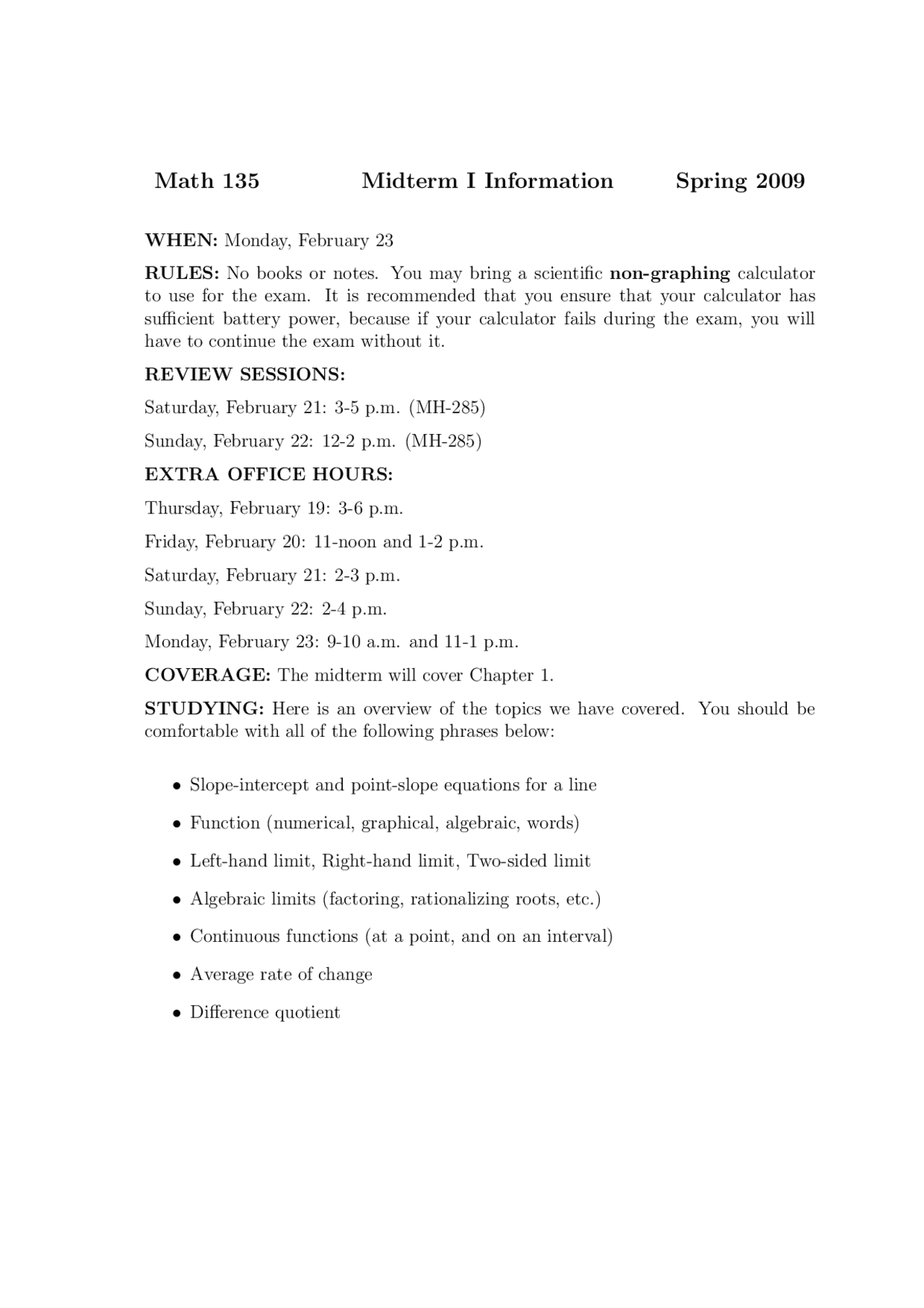 Midterm Exam 1 Practice Problems and Instructions - Business Calculus ...