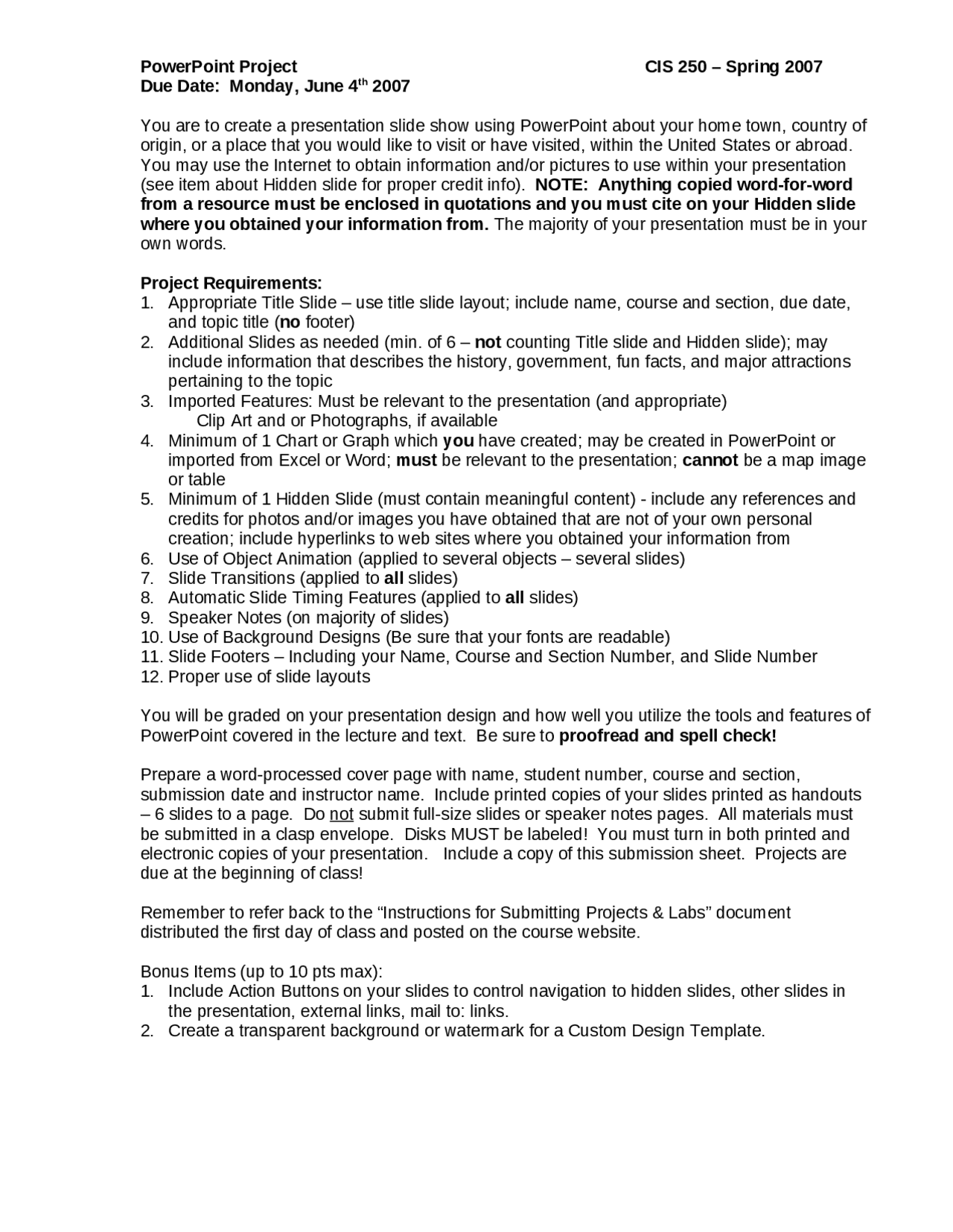 Powerpoint Lecture Notes Advanced Computer Applications Cis 250 Docsity