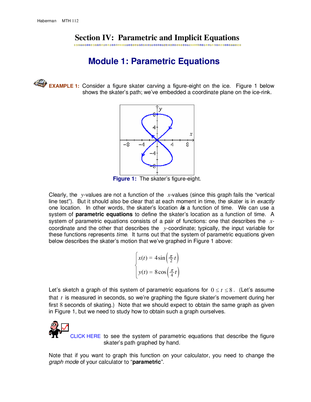 Parametric And Implicit Equations Elementary Functions Mth 112