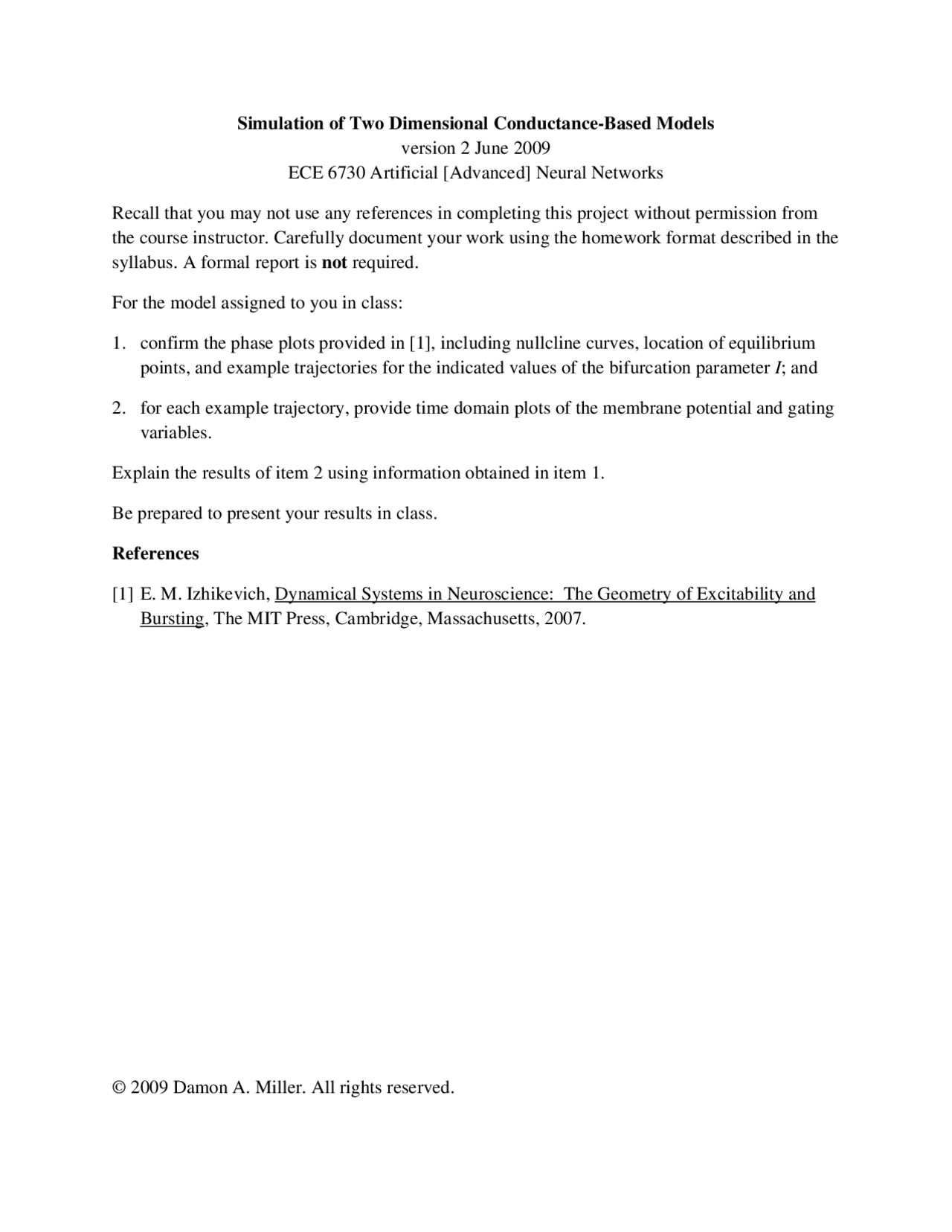 Simulation of Two Dimensional Conductance Based Models | ECE 6730 | Study Guides, Projects ...