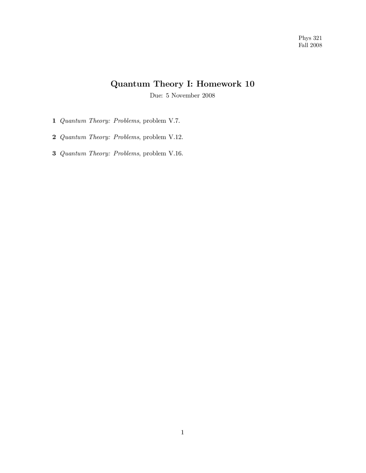 Homework 10 Questions For Quantum Theory I Phys 321 Docsity