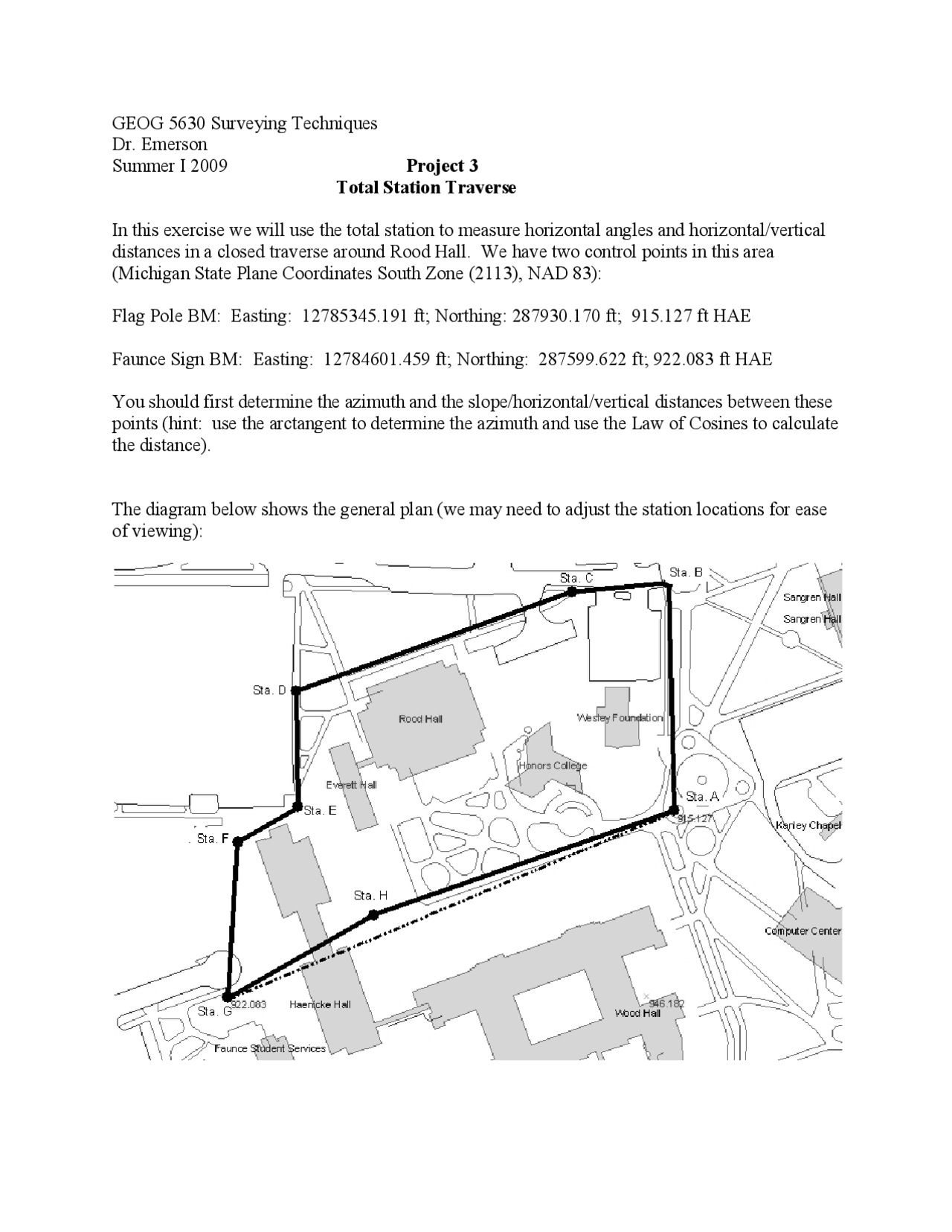 Total Station Traverse - Surveying Techniques – 2009 | GEOG 5630 - Docsity