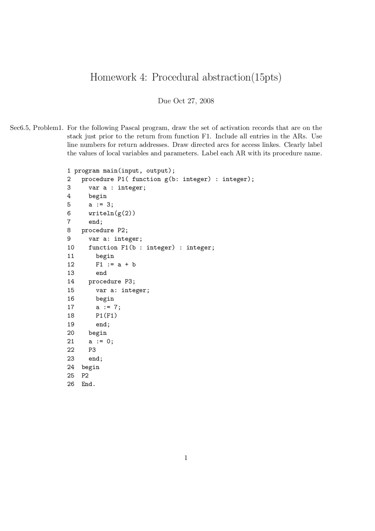 Procedural Abstraction Programming Language And Compilers Cs 5363 Docsity