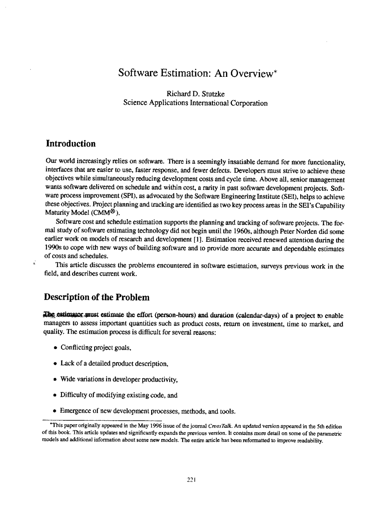 Lecture Notes On Software Estimation An Overview Csse 372 Docsity