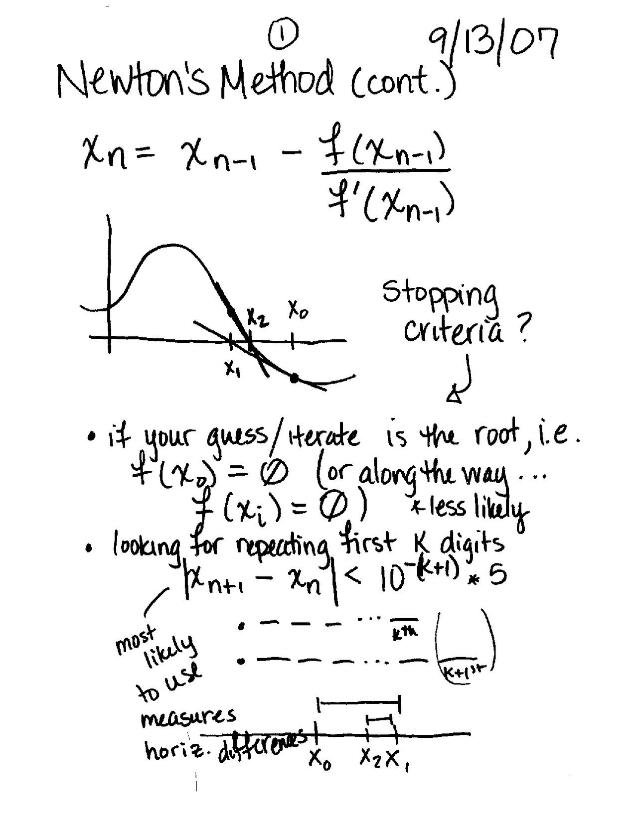 Newton's Method - Numerical Analysis - Lecture Handout | MATH 441 - Docsity