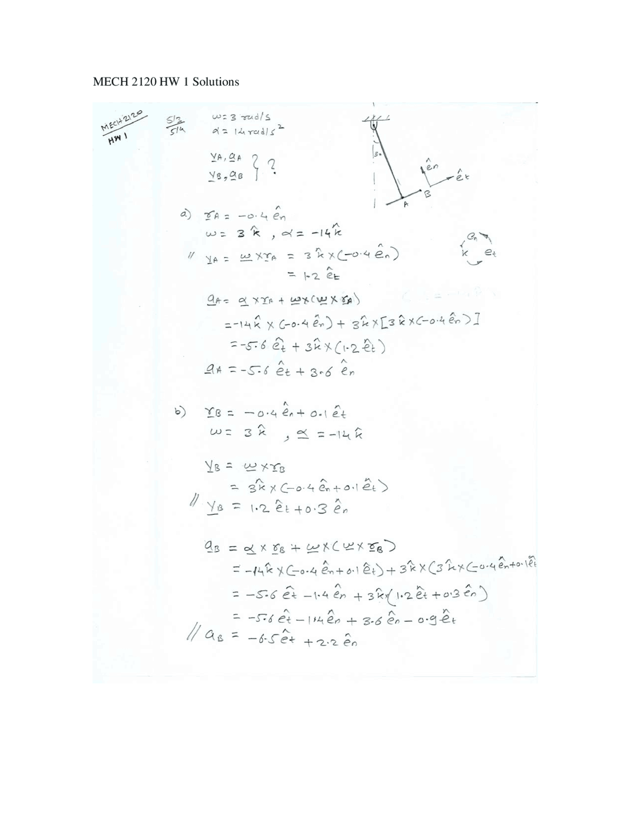 Homework 1 Solutions For Kinematics And Dynamics Of Machines Mech