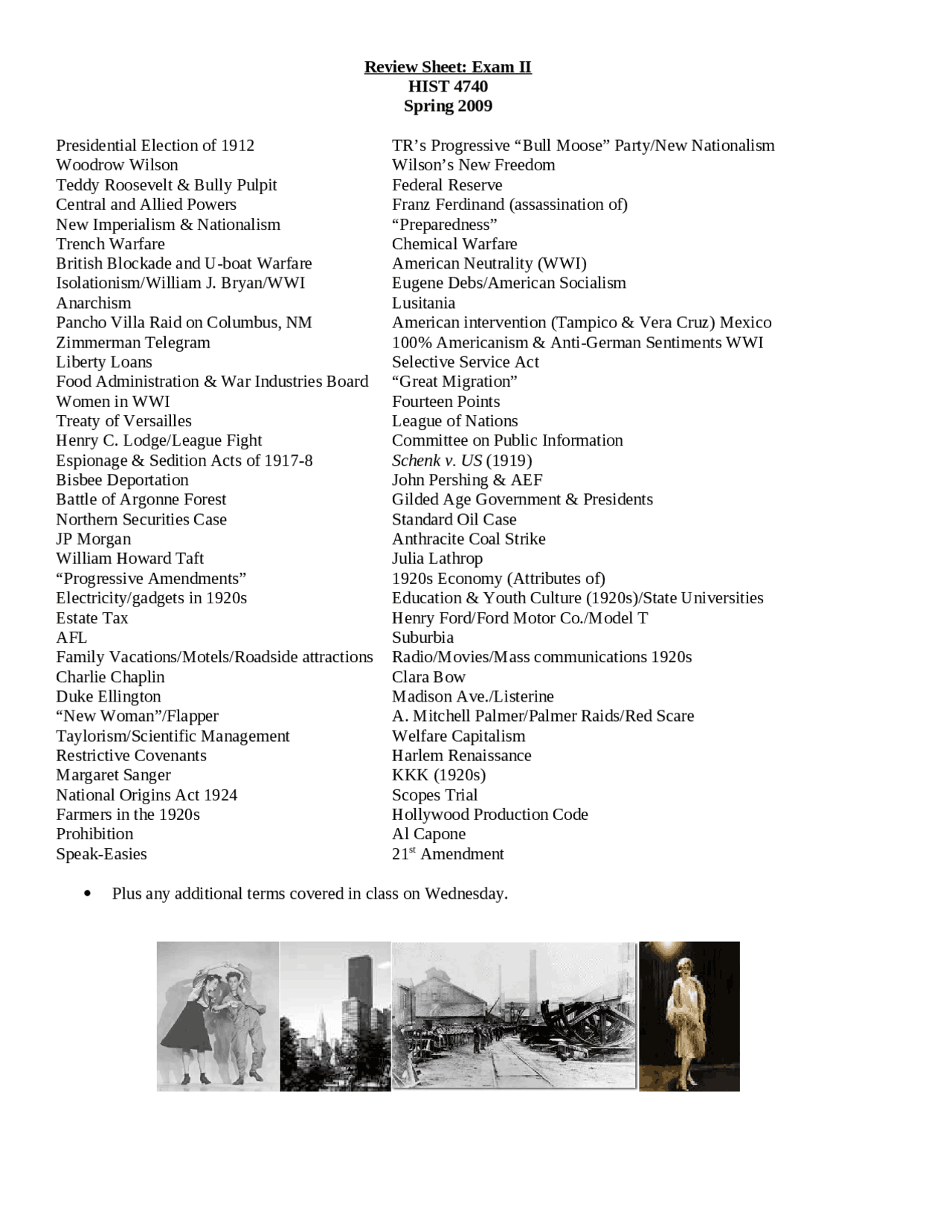 History of the United States from 1898 to 1945 - Review Sheet | HIST ...
