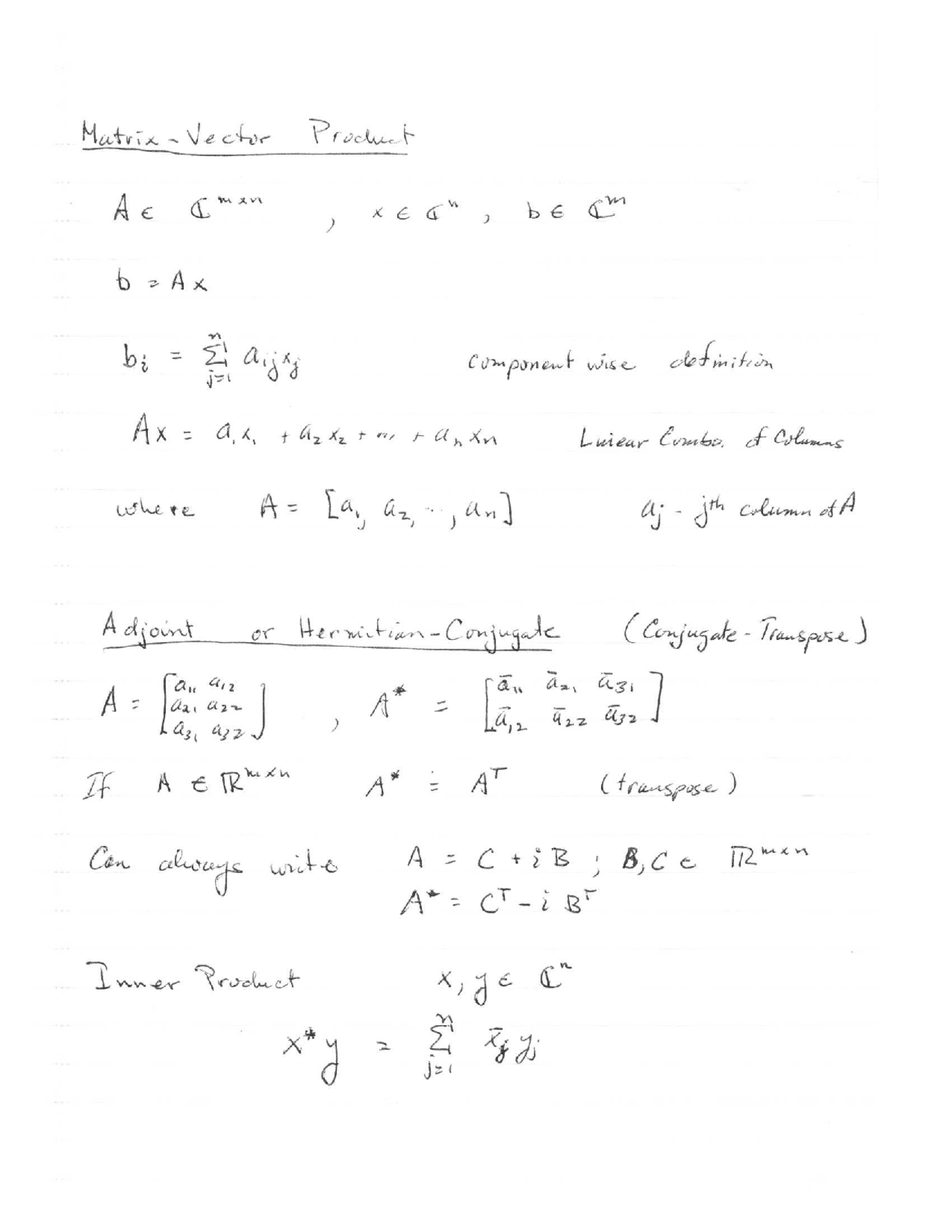 Handwritten Notes For Matrix Vector Product Caam 551 Docsity