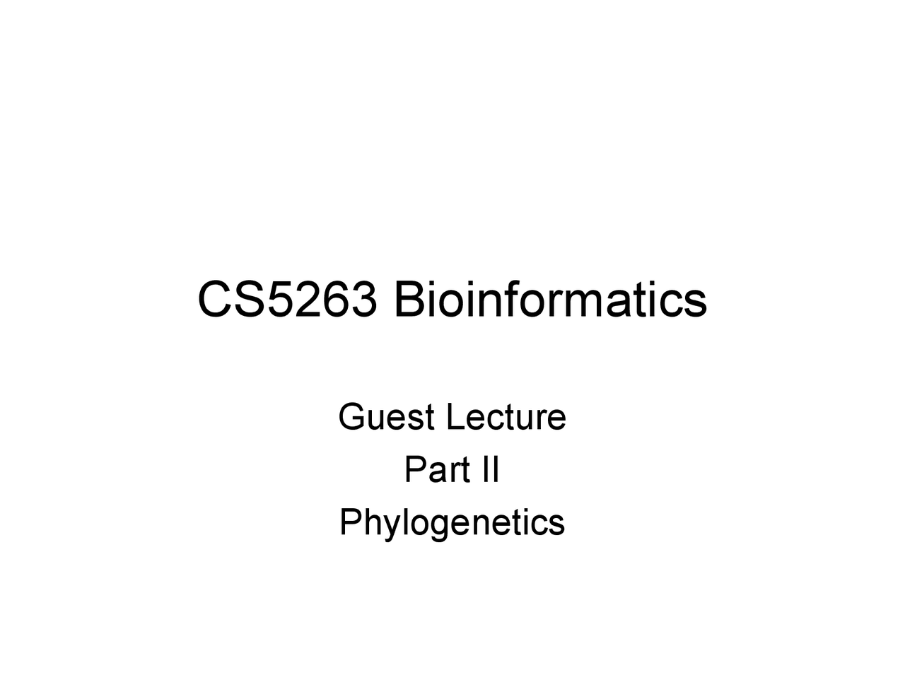Notes On Phylogenetics Bioinformatics Cs 5263 Docsity