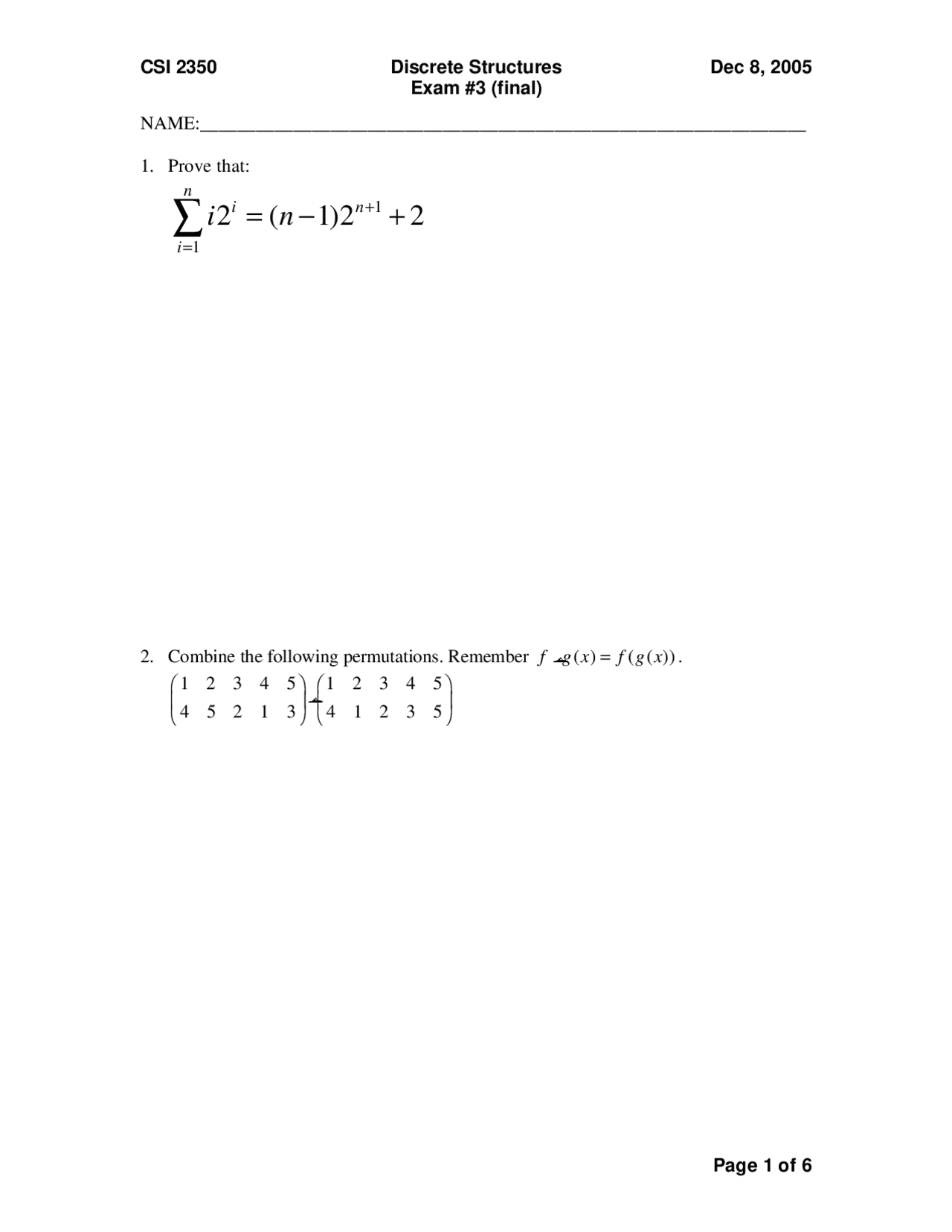 10 Questions In Discrete Structures Exam 3 Csi 2350 Docsity