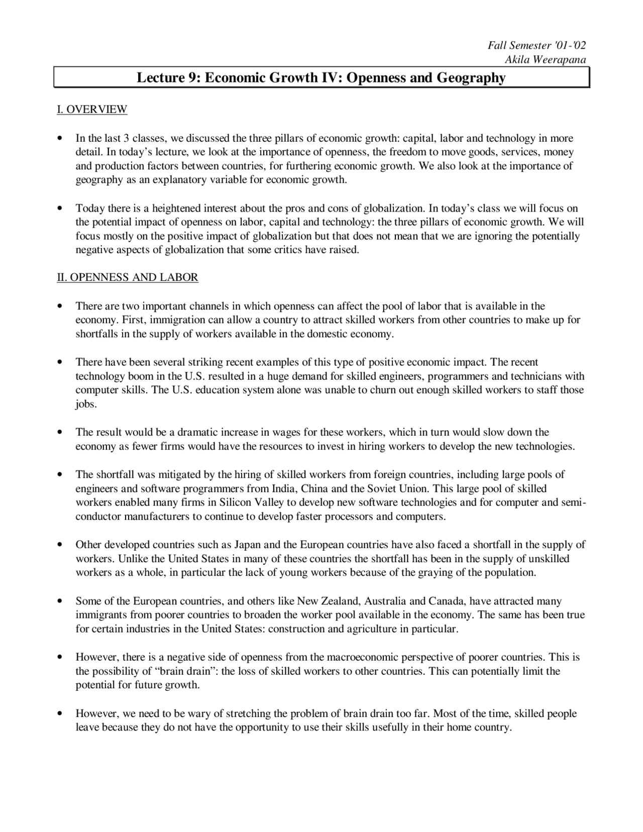 Economic Growth Iv Openness And Geography Lecture Notes Econ 102