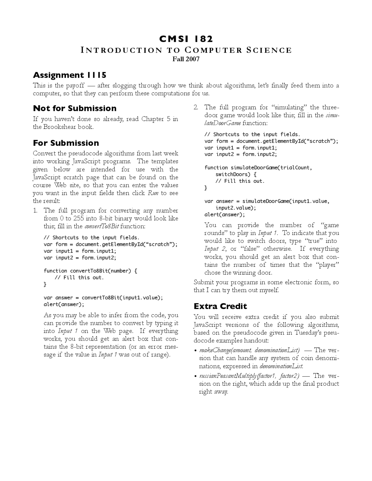 Introduction To Computer Science The Full Program Simulating Cmsi 4968