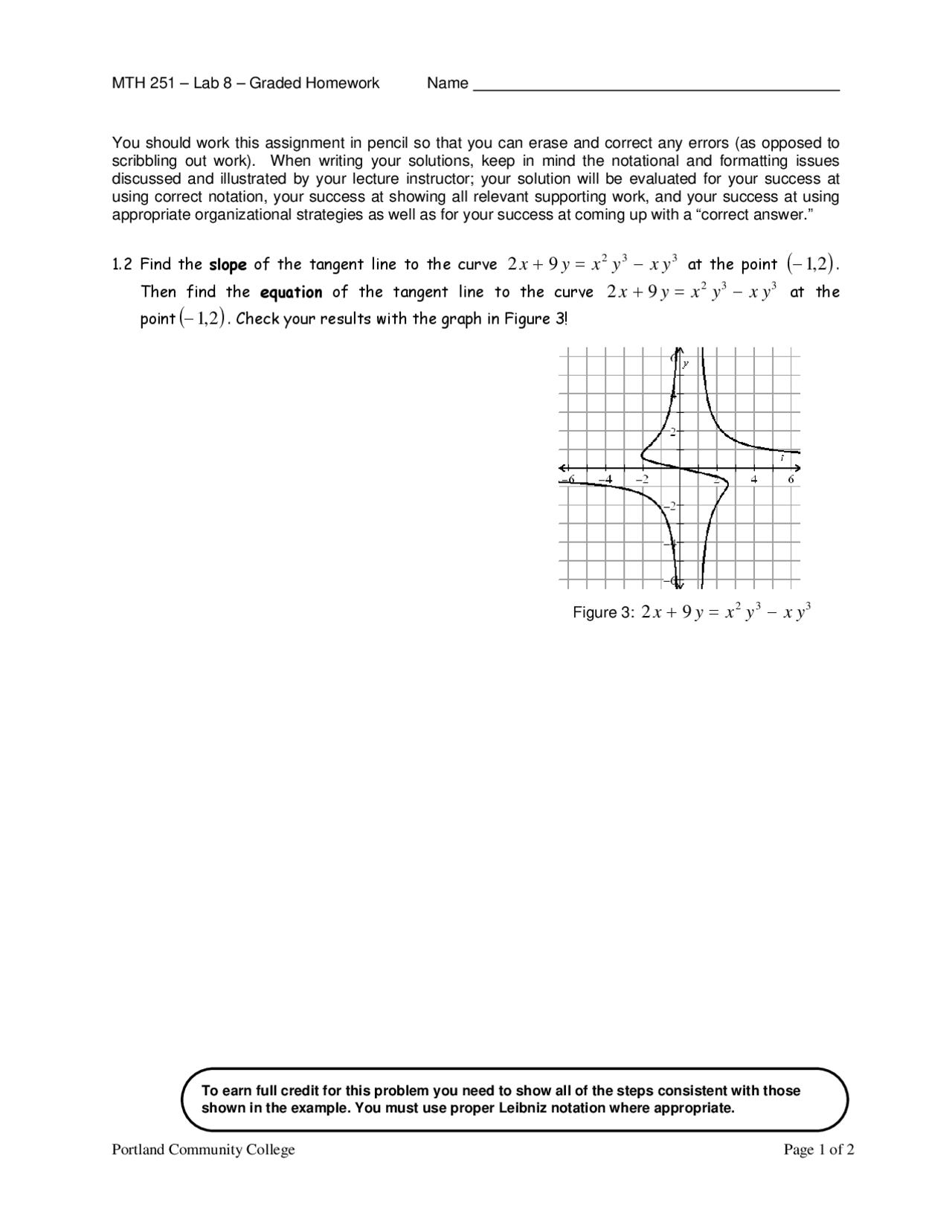 2 Problems On The Tangent Lines Experiment 8 Mth 251 Docsity
