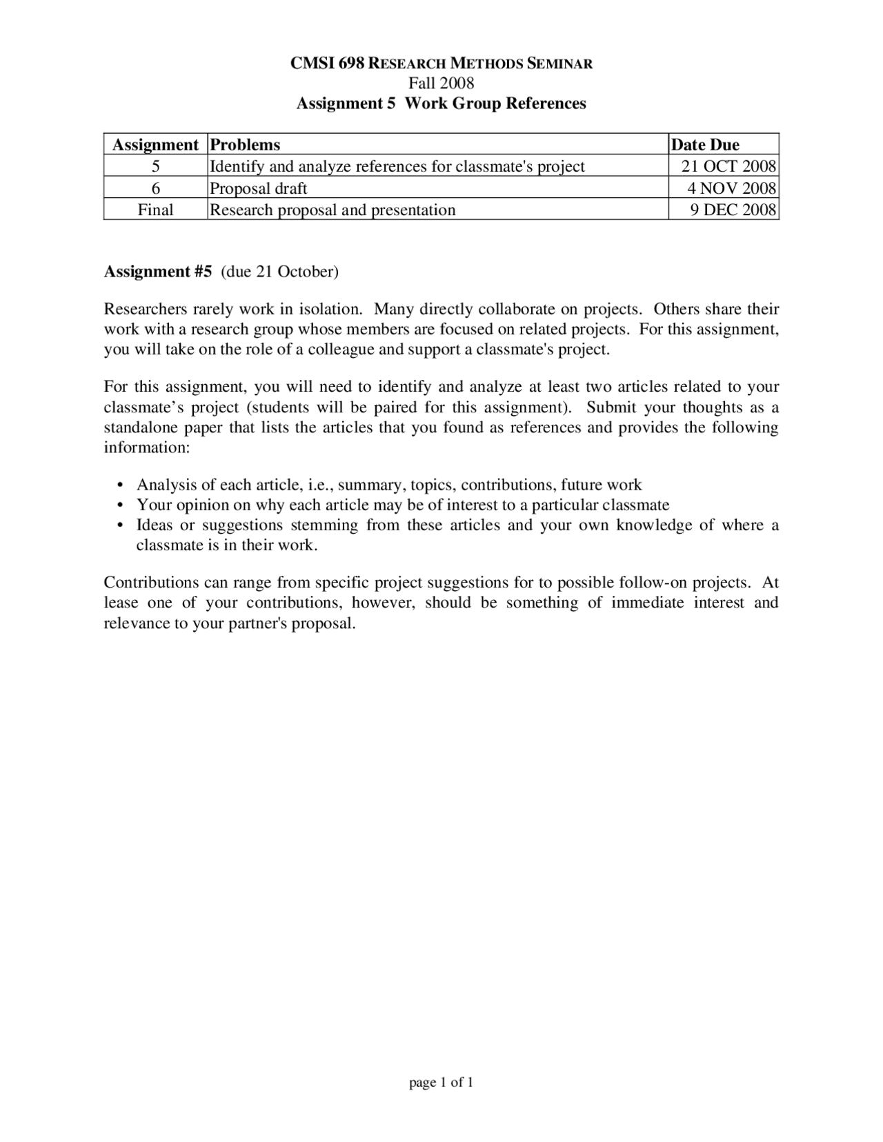 Homework 5 Work Group Reference Research Methods Cmsi 698 Docsity