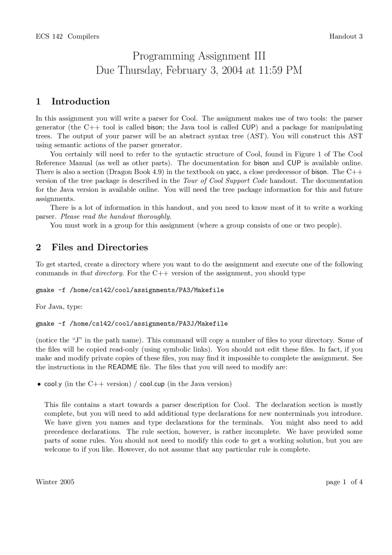 Assignment 4 Introduction To Programming Compilers Ecs 142 Docsity 3822