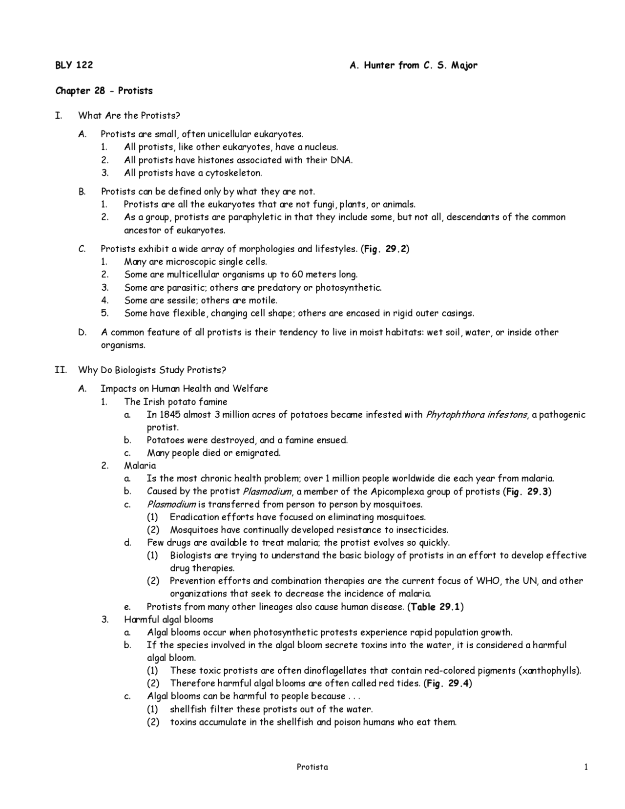 Introduction To The Protists In The Eukaryotes Bly 122 Docsity