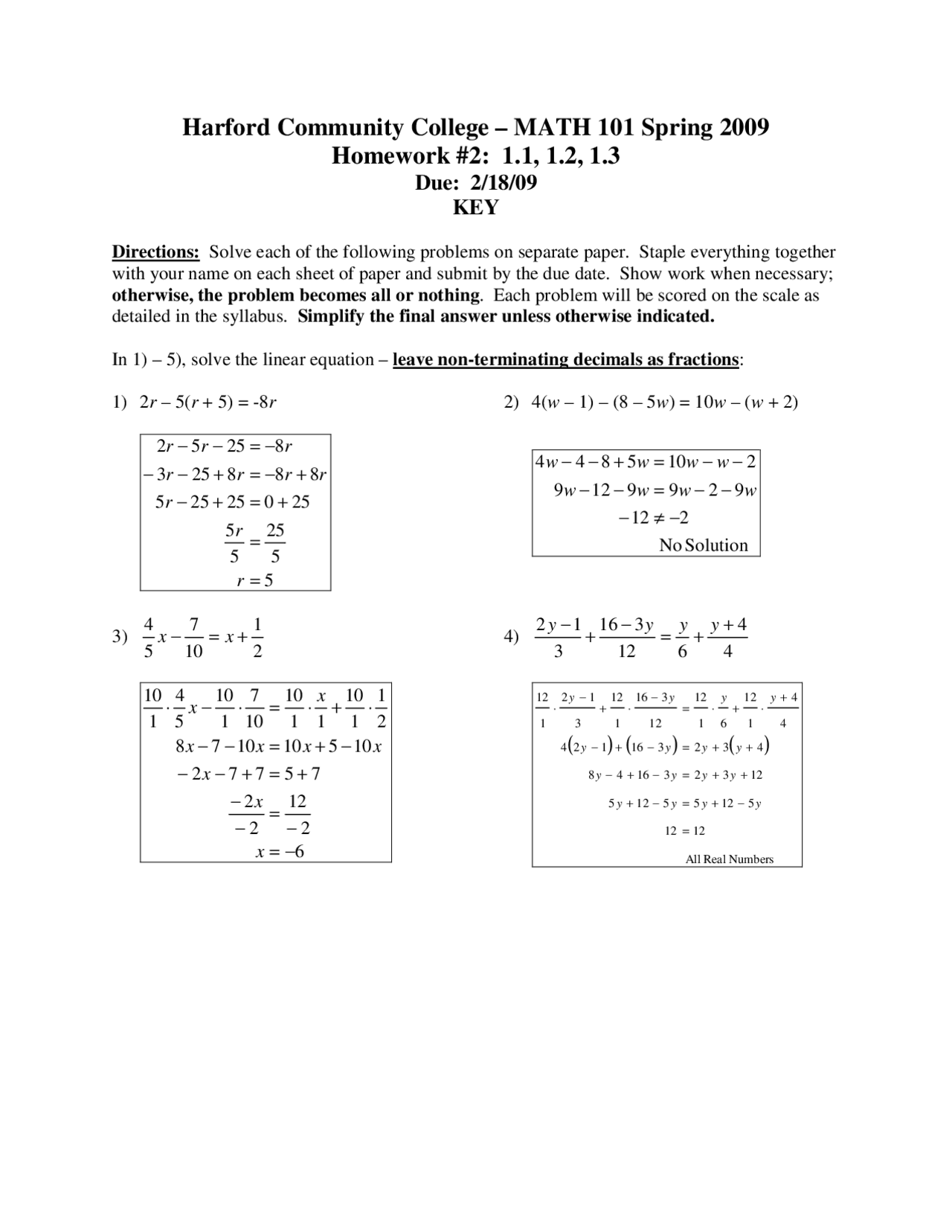 Solutions for Assignment II - College Algebra | MATH 101 - Docsity