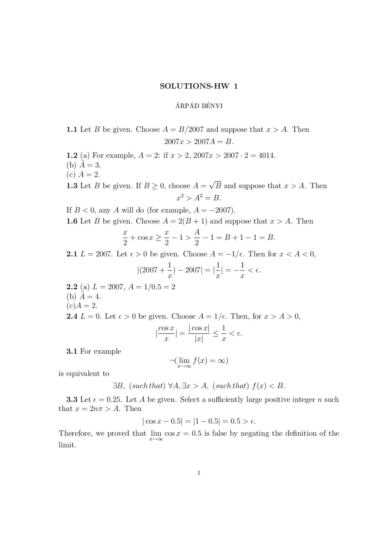 Limits And Infinite Series Solved Homework 1 Math 226 Docsity