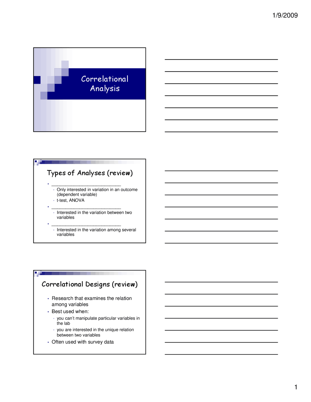 Correlational Analysis Lecture Slides Psy 862 Docsity