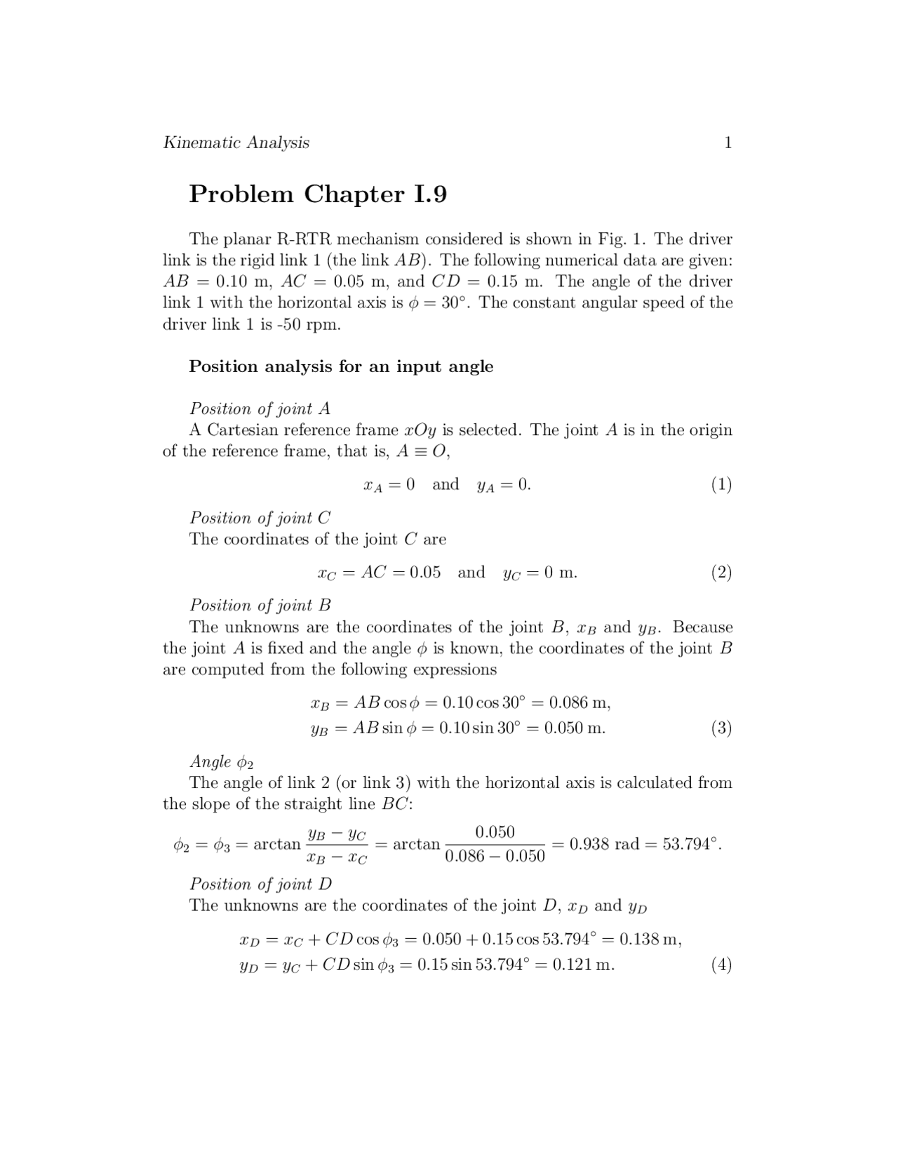 Velocity And Acceleration Analysis In The Algebraic Methods Mech 6710