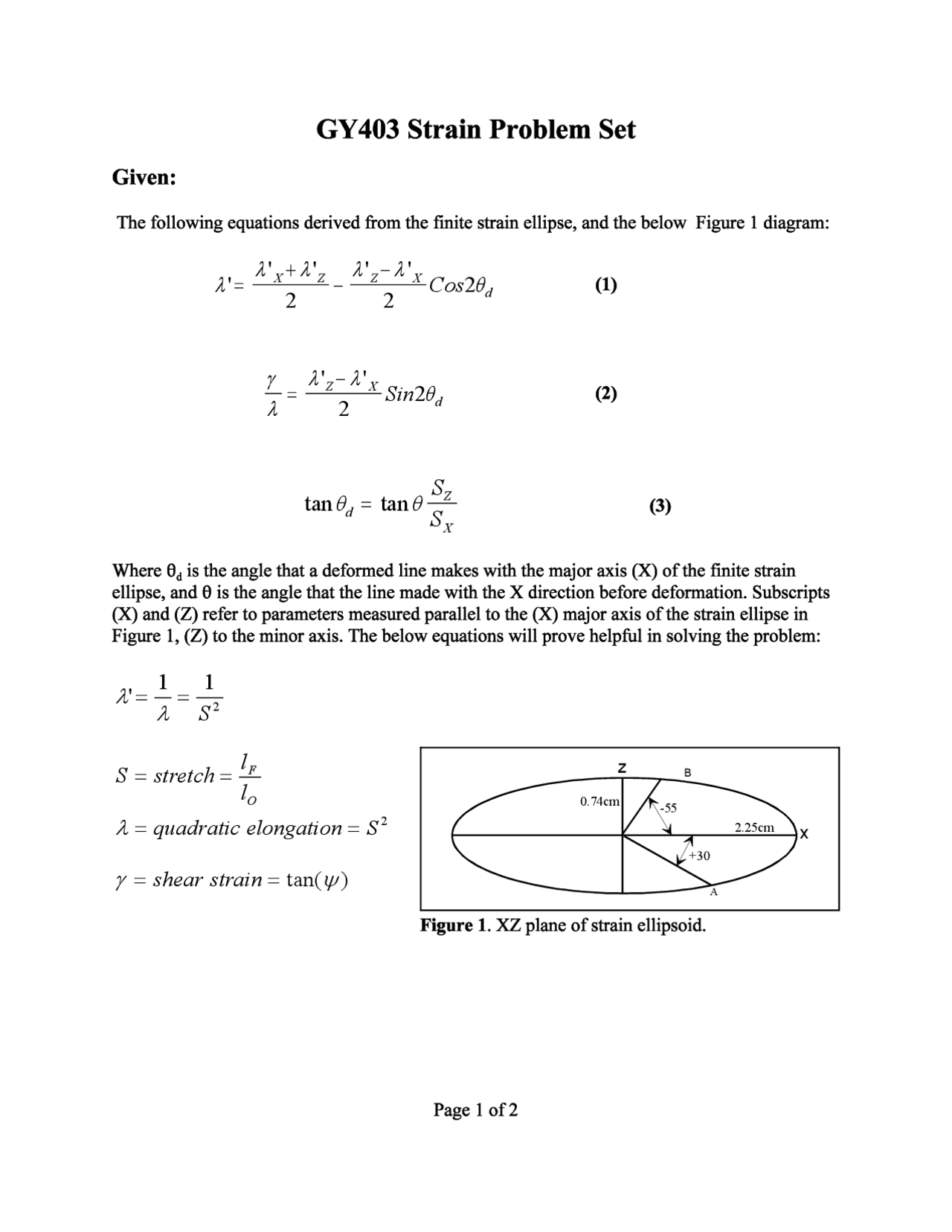 5 Problems Of Strain In Structural Geology Assignment Gy 403 Docsity