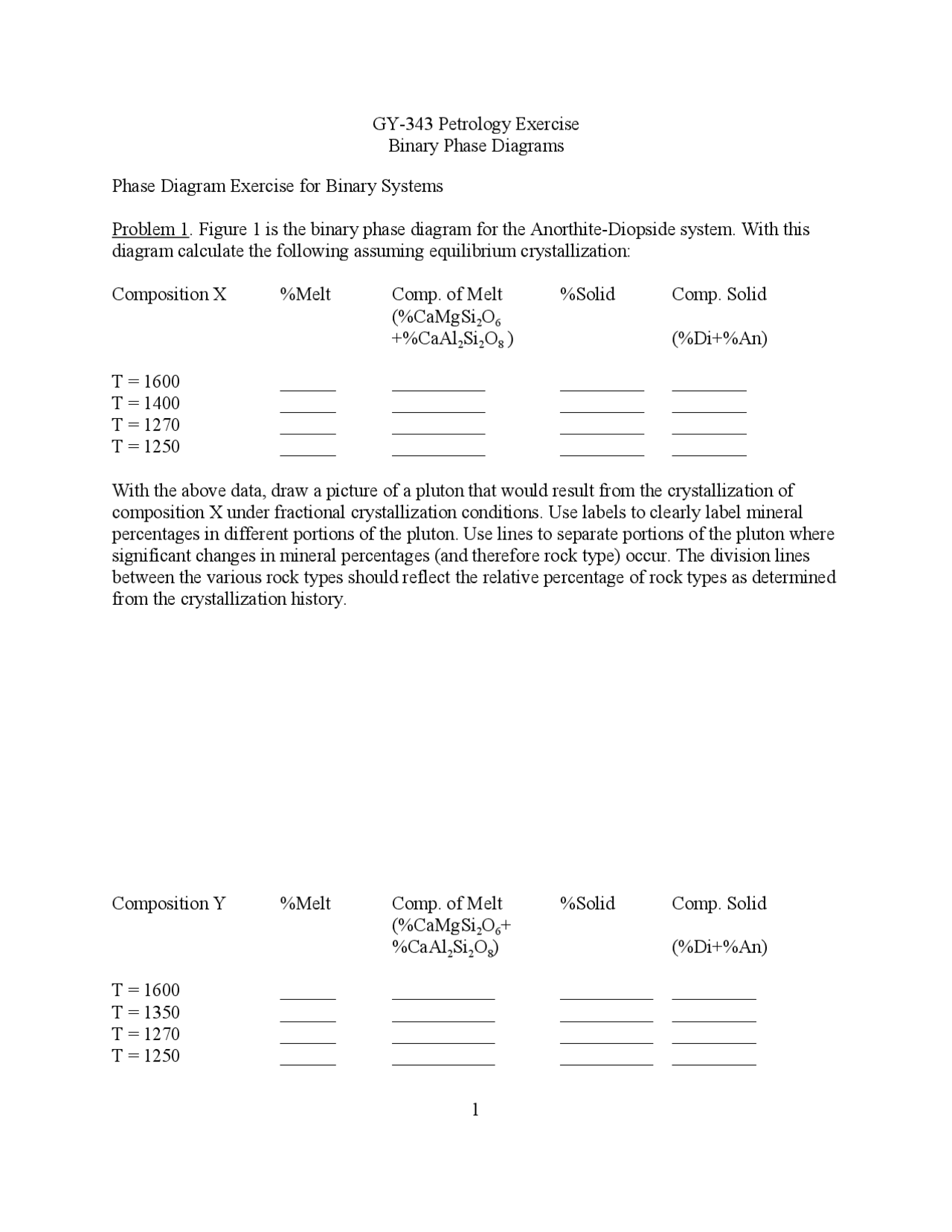 2 Problems on Phase Diagram for Binary Systems - Petrology | GY 303 ...