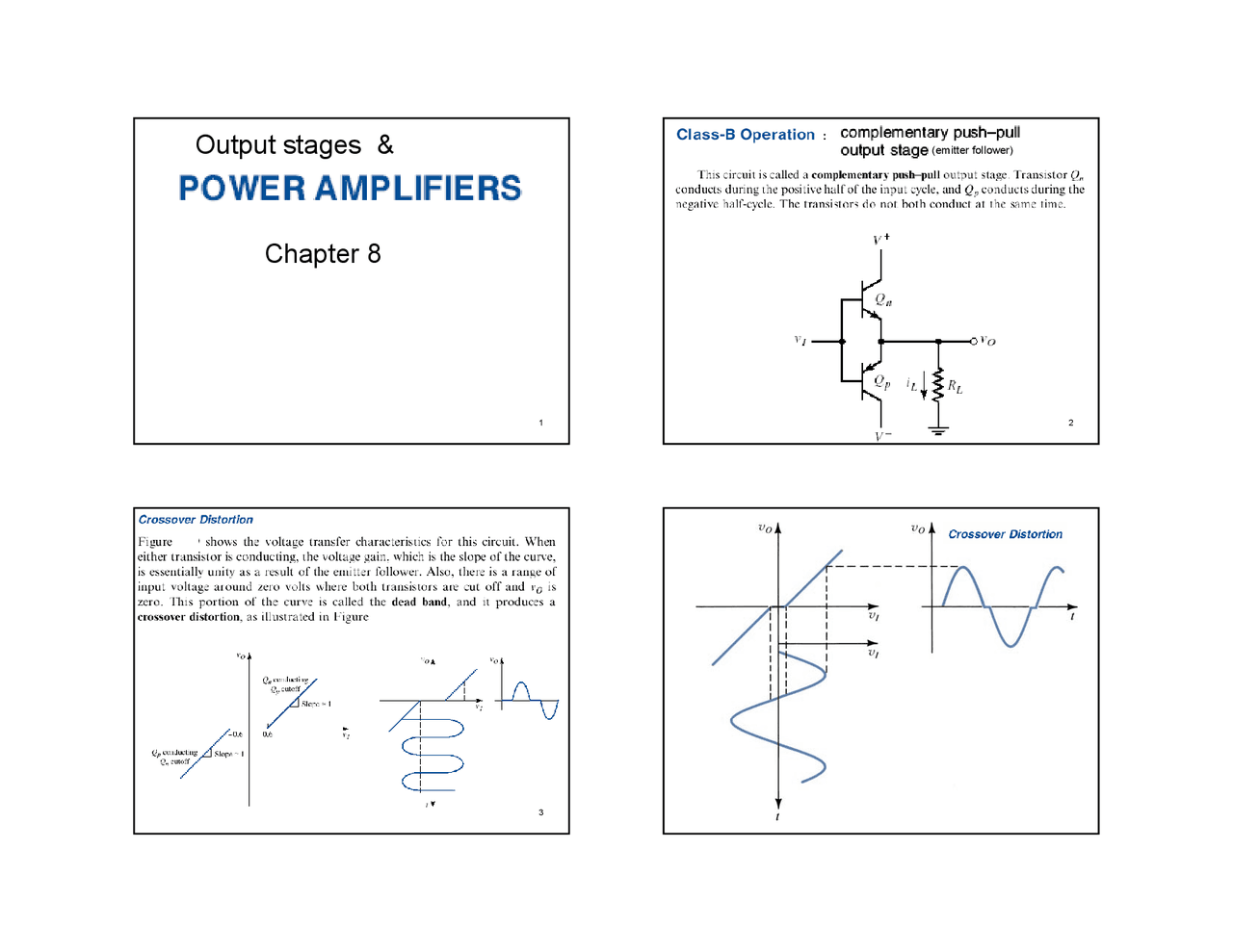 Output Stages And Power Amplifiers Lecture Slides Ee 334 Docsity