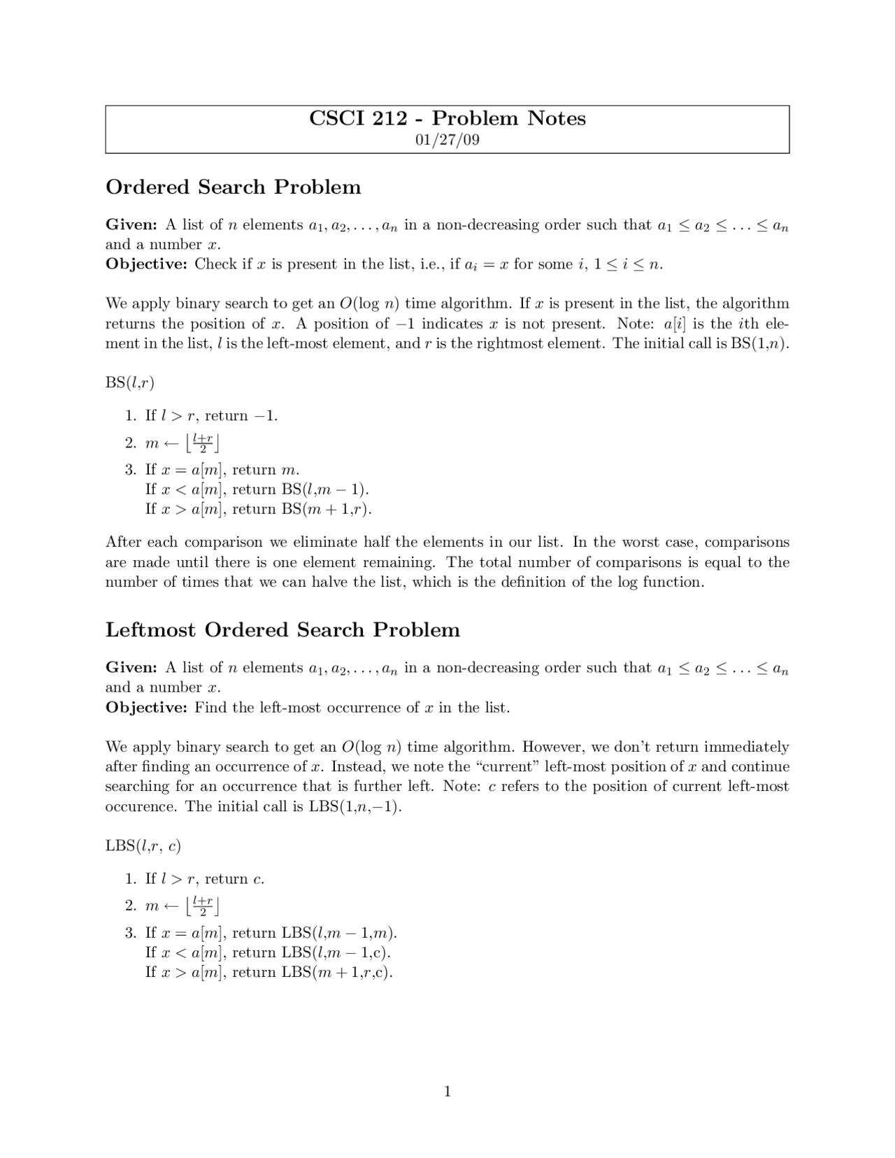 Notes On Ordered Search Problems Design And Analysis Of Algorithm