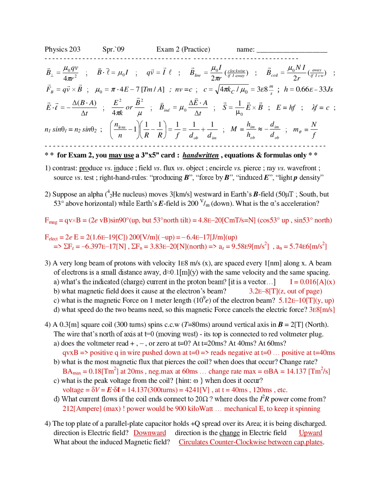 General Physics Magnetism Light Lenses Quiz Questions With Answers