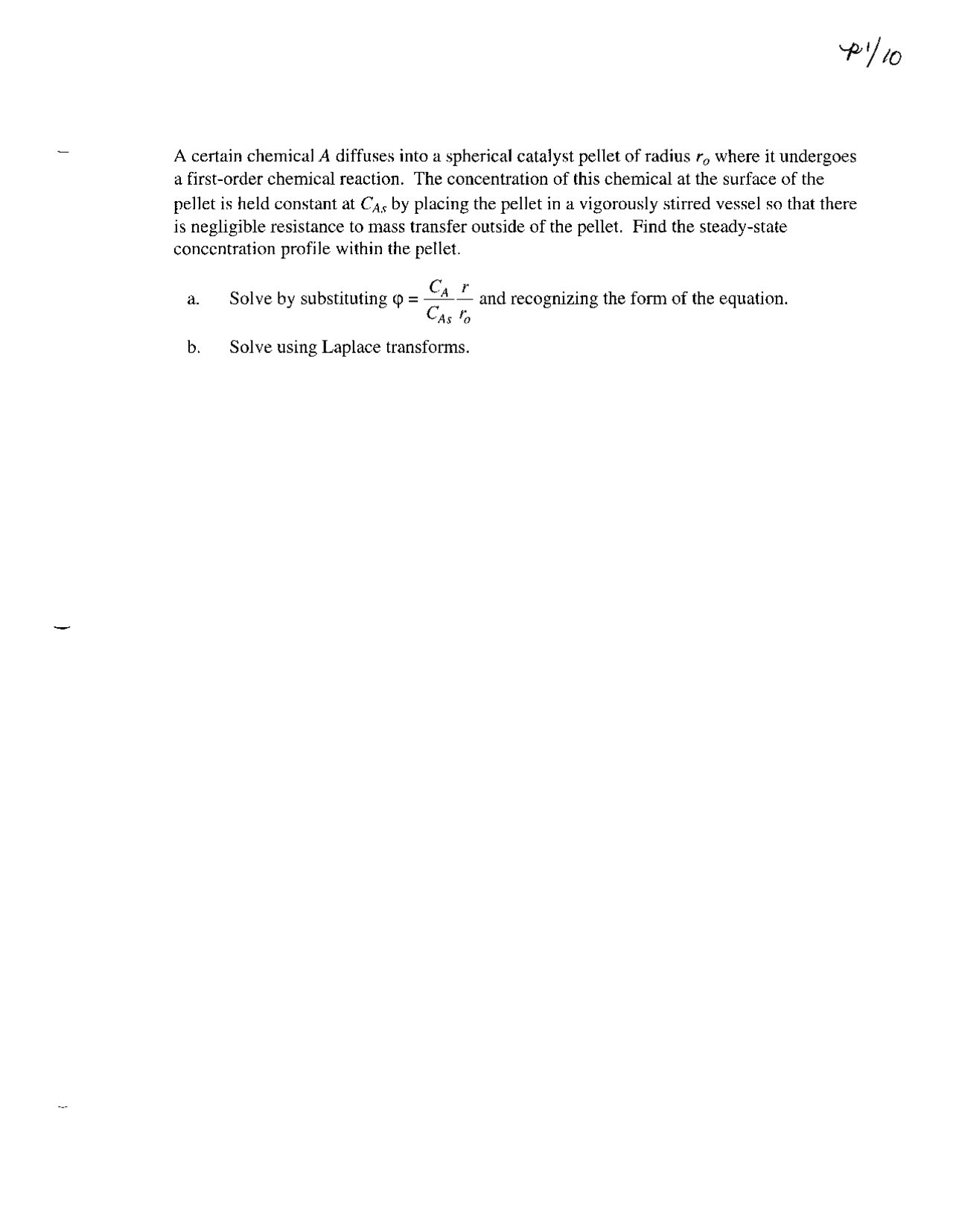 Notes For Homework 7 Applied Mathematics In Chemical Engineering