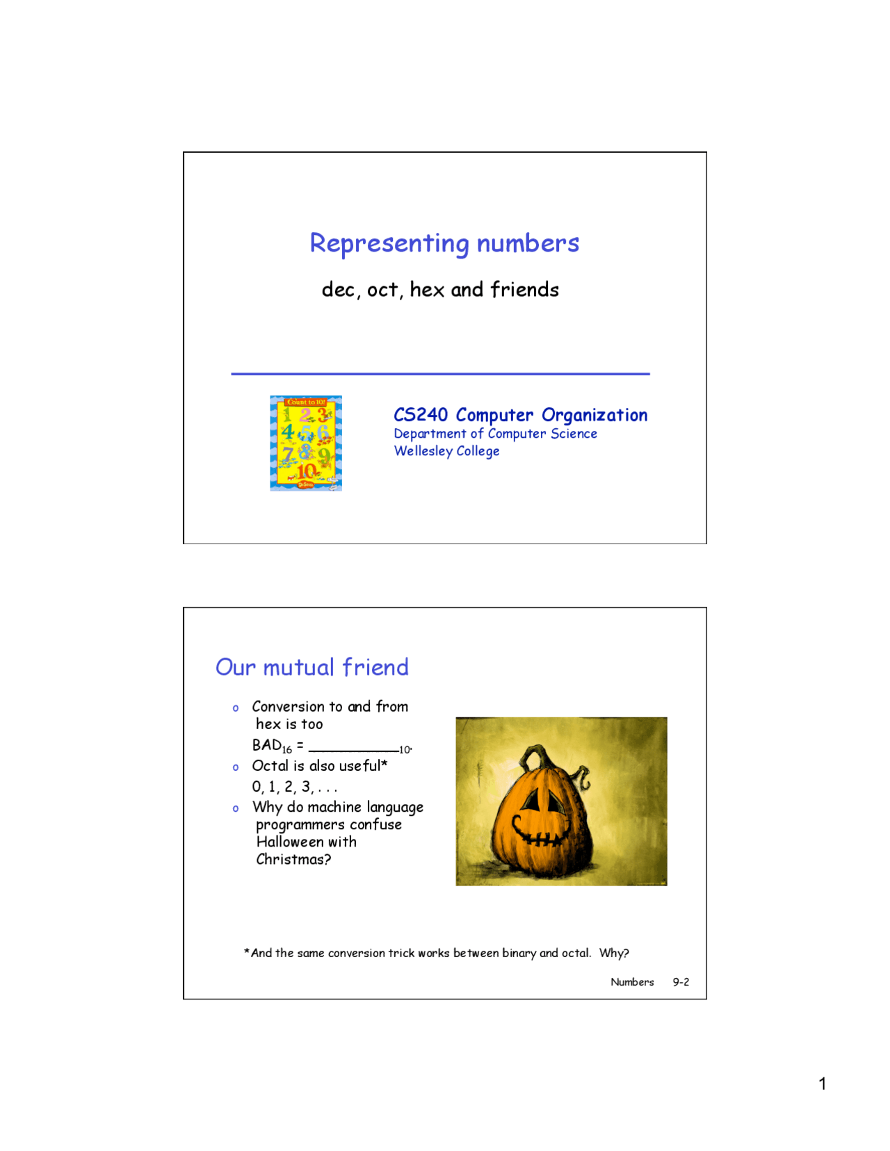 Representing Numbers Dec, Oct, Hex and Friends | CS 240 - Docsity