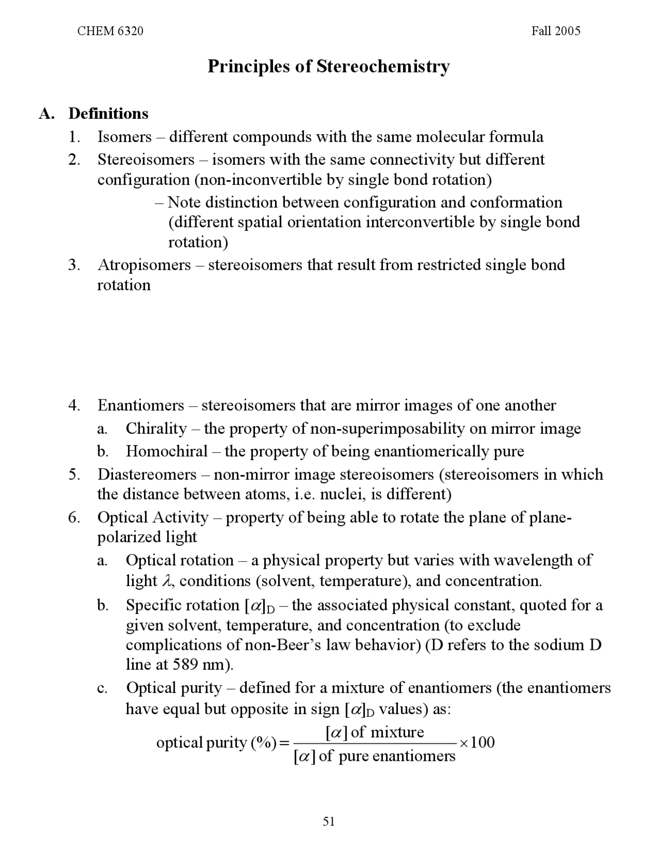 Principles Of Stereochemistry Lecture Notes Chem 6320 Docsity