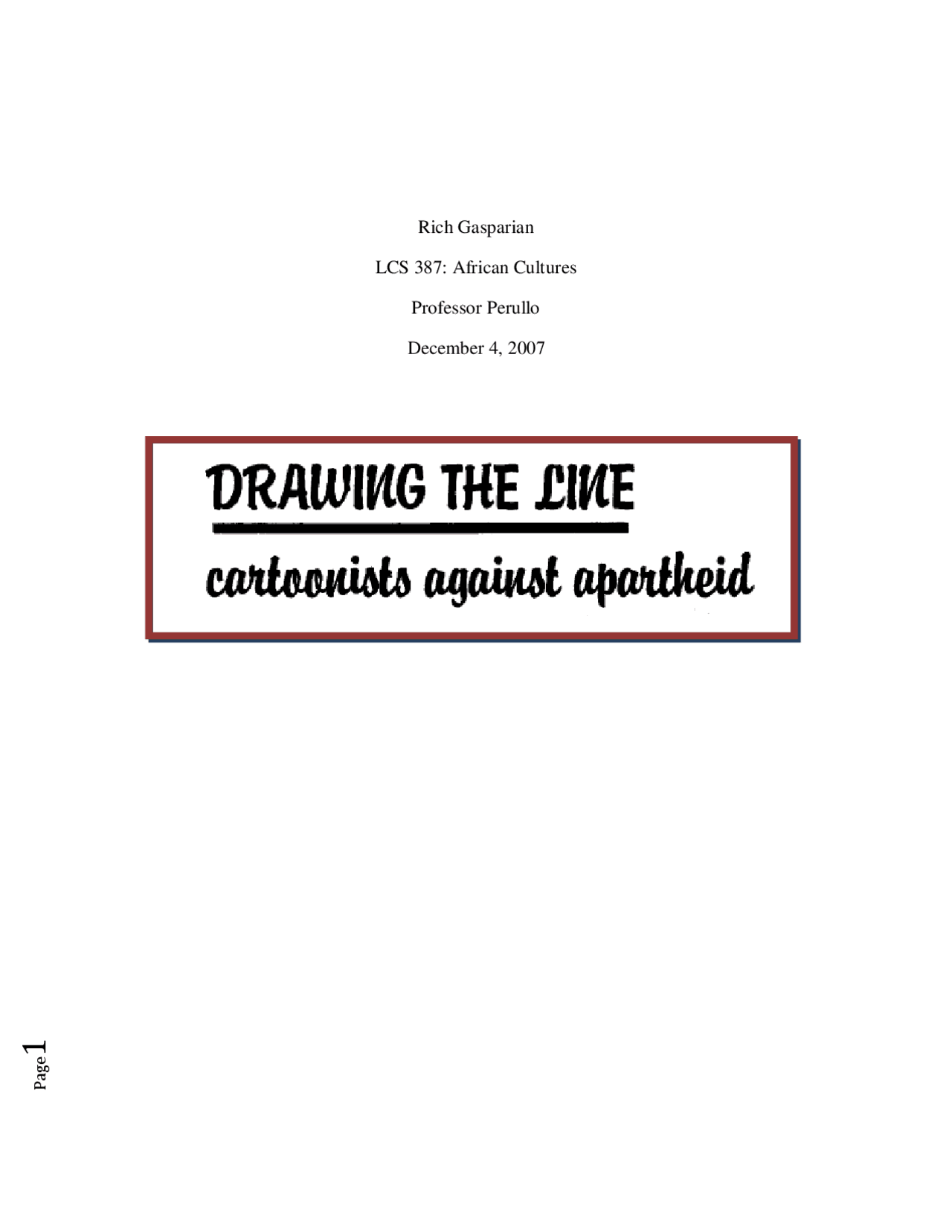 African Cultures (Perullo) Paper "Drawing the line:cartoonists against ...