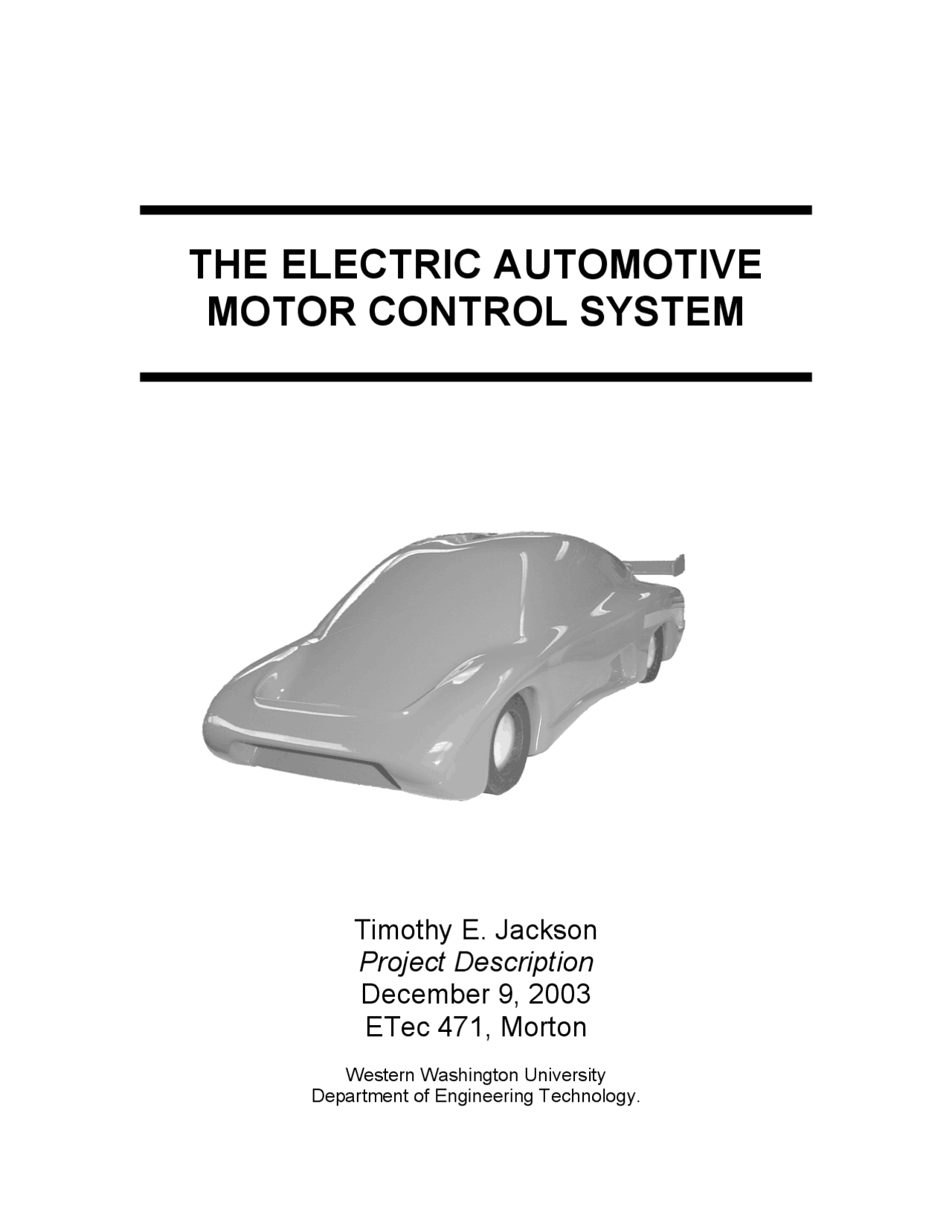Notes on The Electric Automotive Motor Control System | ETEC 471 - Docsity