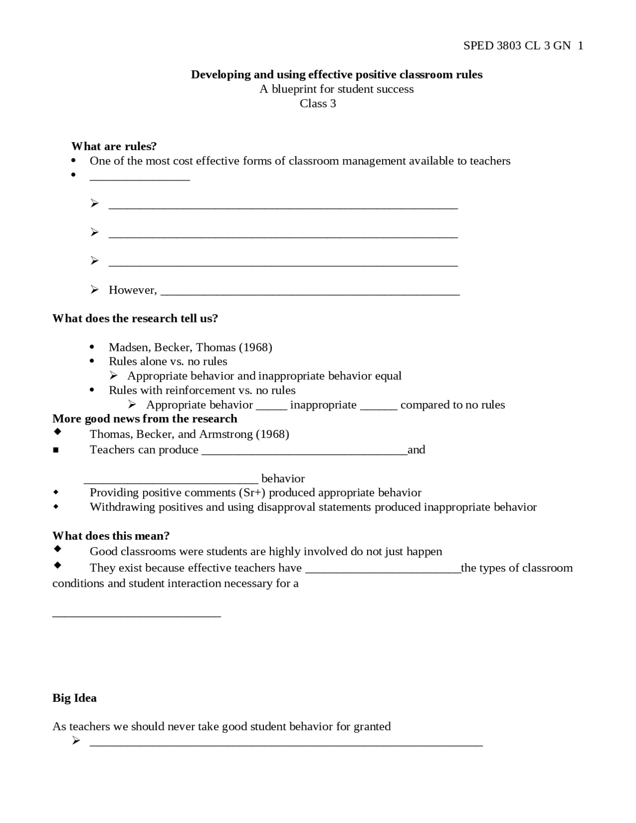 Developing and Using Effective Positive Classroom rules - Study Guide ...