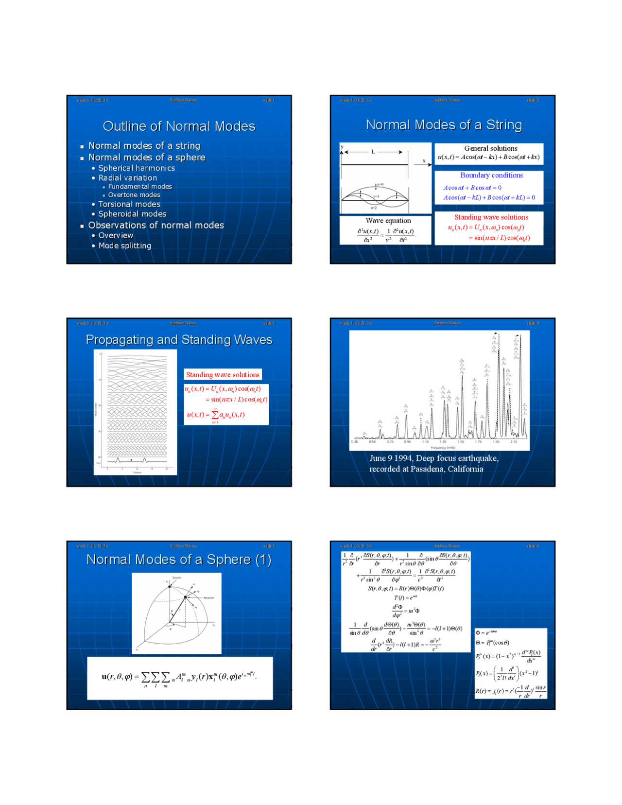 Normal Modes of String, Normal Modes of Sphere - Slides | ESCI 461 ...