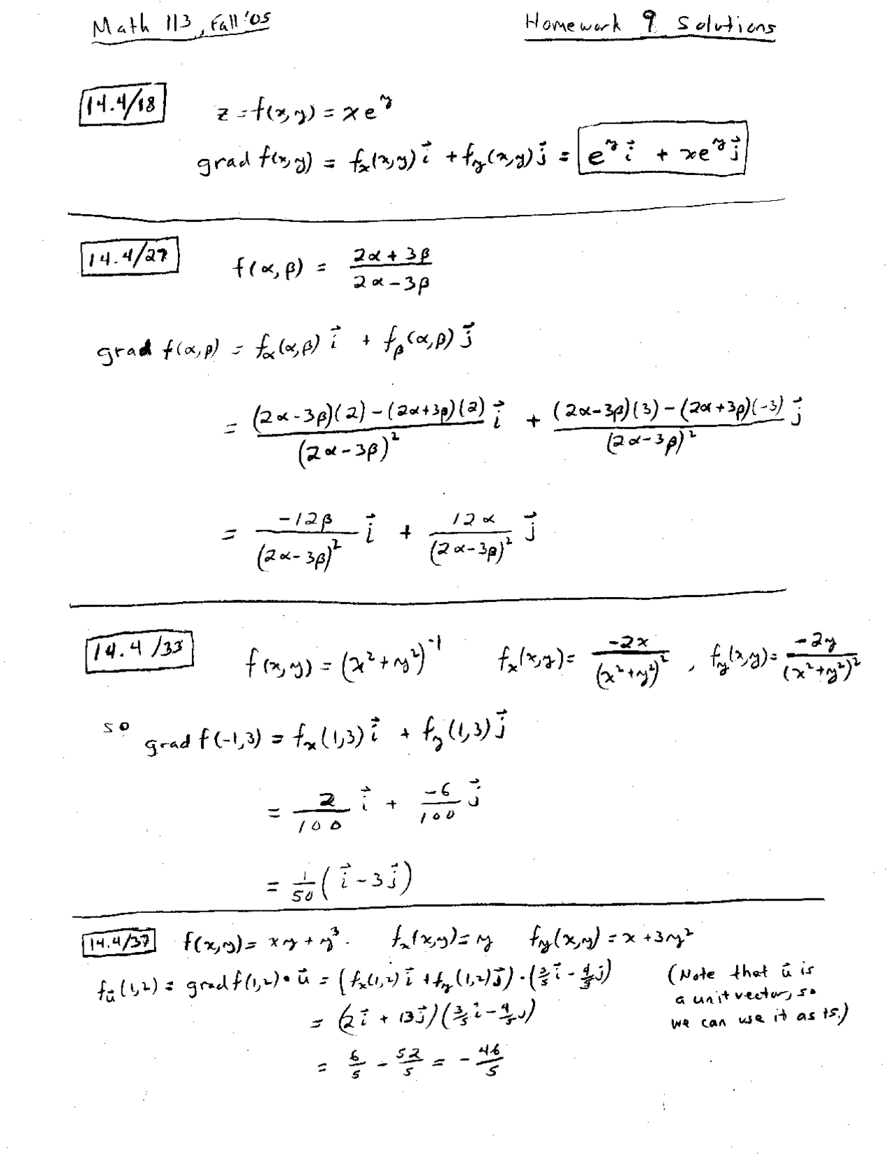 Solution Manual For Homework 9 Multivariable Calculus Iii Math 113