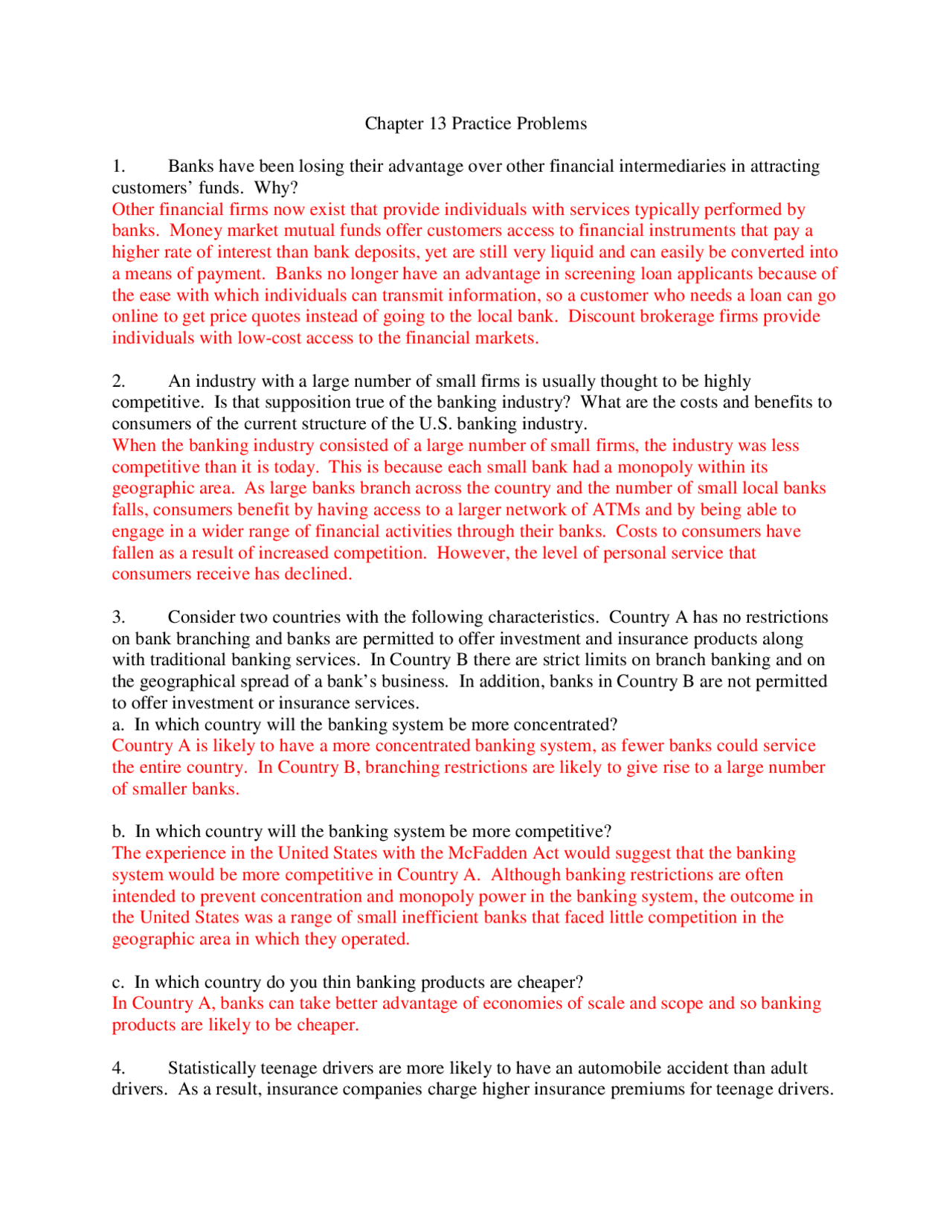 Money And Banking Solved Practice Problems Econ 311 Docsity