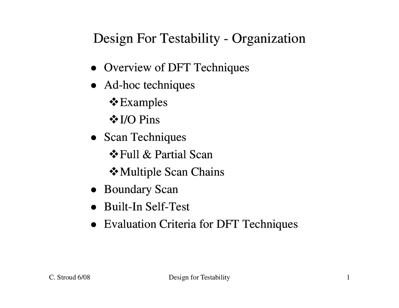 Design for Testability Organization - Electrical Engineering | ELEC ...