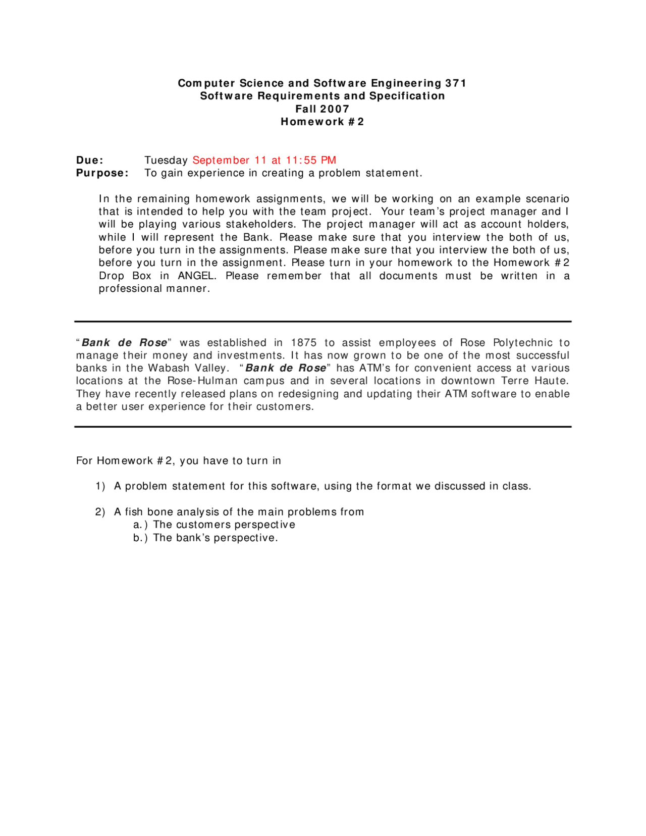 Homework 2 Software Requirements And Specification Csse 371 Docsity