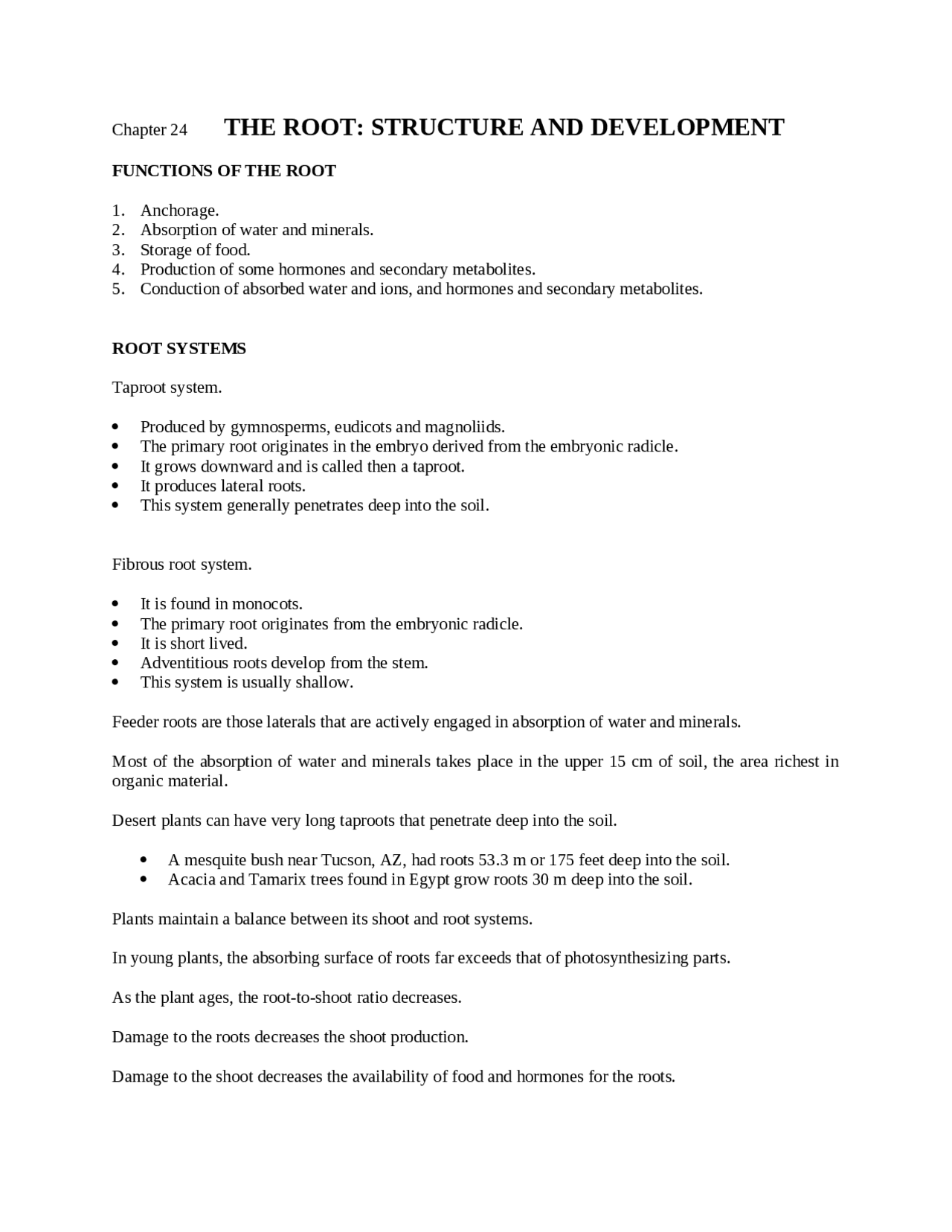 The Root: Structure and Development - Notes | BIOL 216 - Docsity