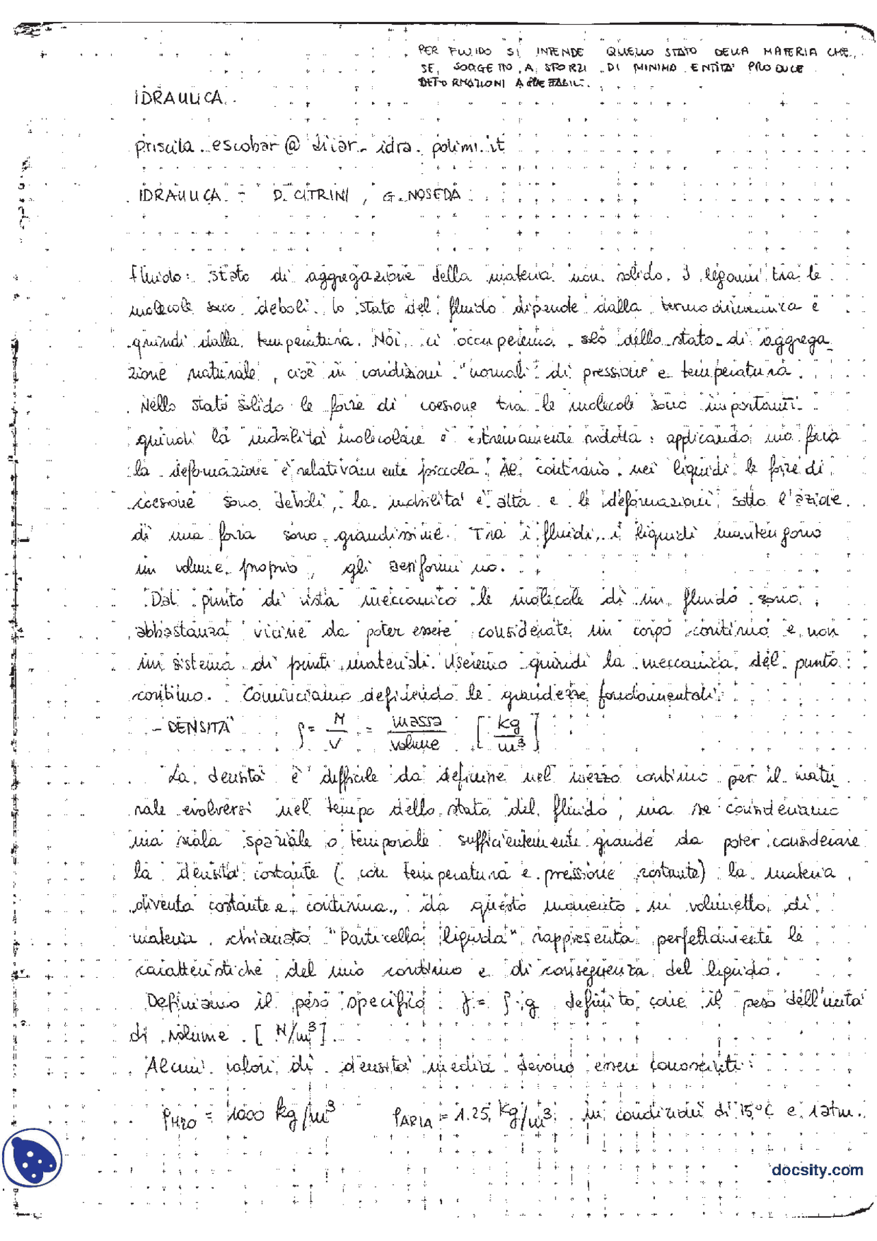 Appunti Di Idraulica Parte 1 Docsity