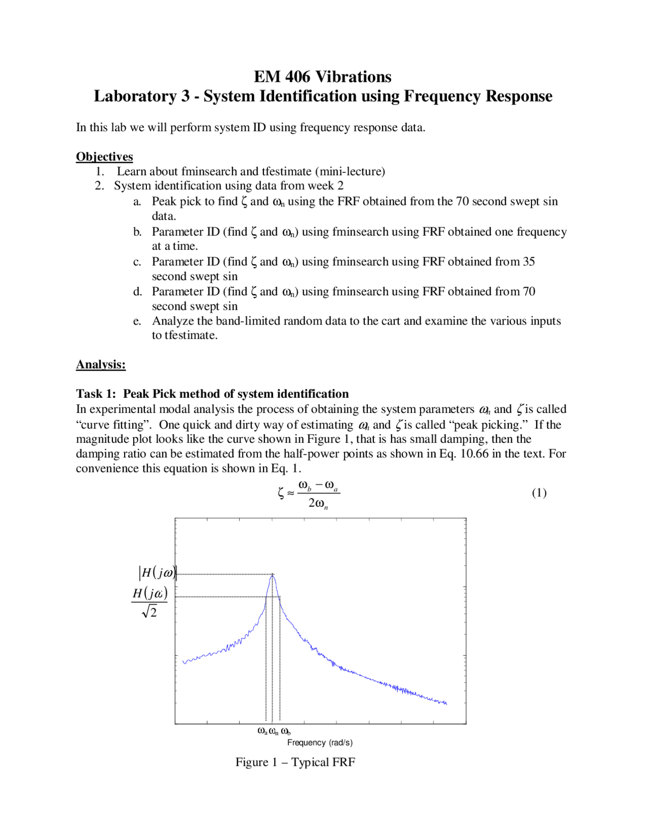 System Identification Using Frequency Response Laboratory 3 Report
