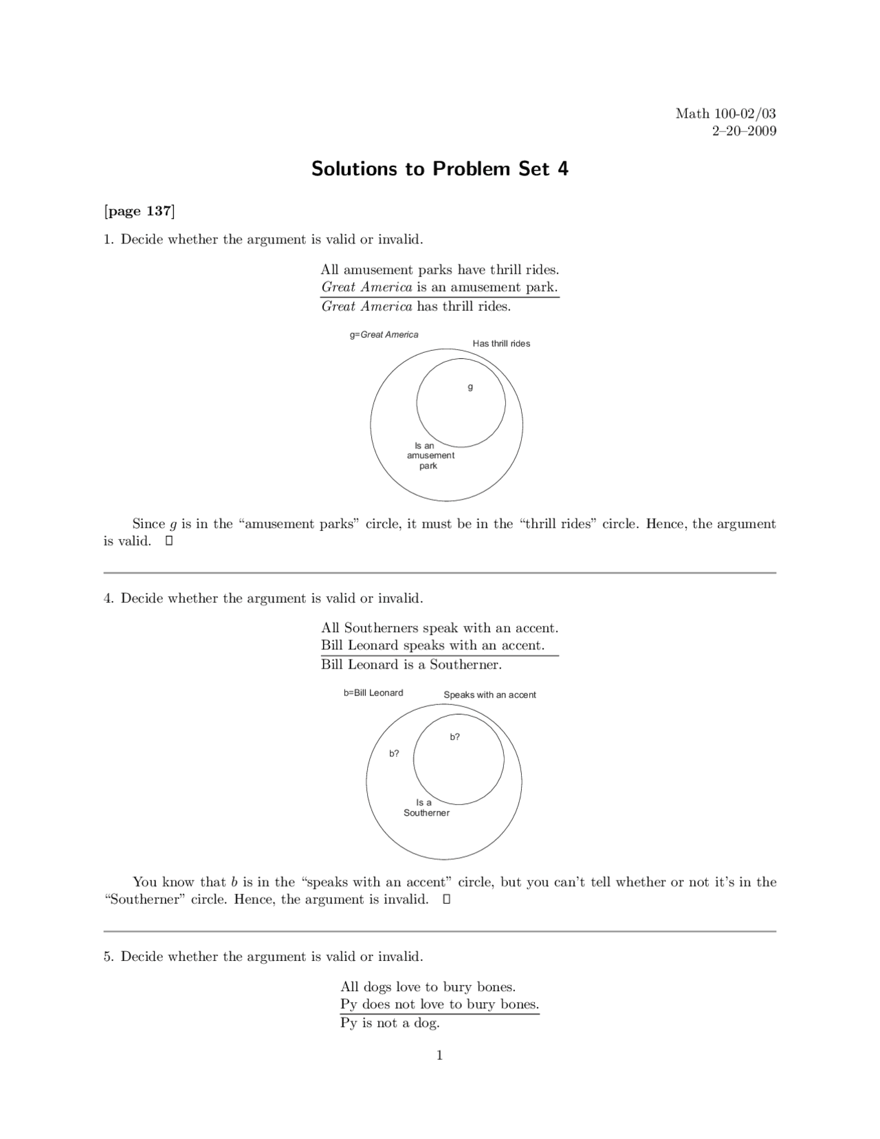 Survey of Mathematical Ideas - Problem Set 4 Solutions | MATH 100 - Docsity