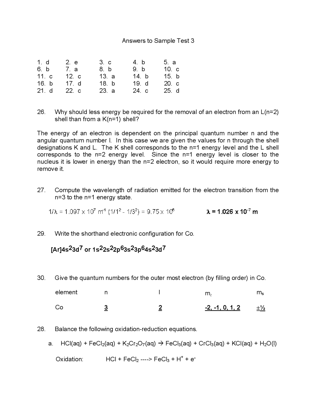 Multiple Choice Questions On General Chemistry 1 Final Exam Chm 121