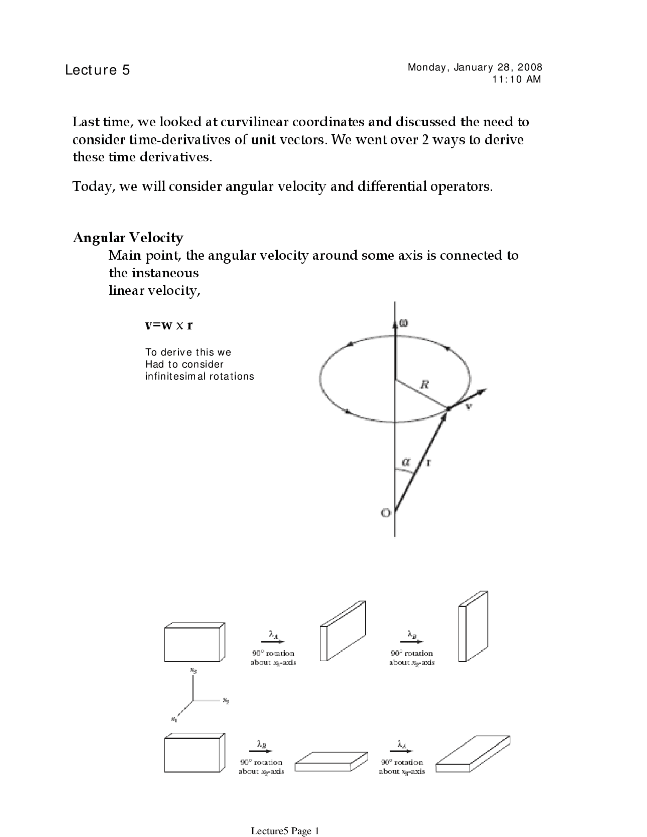 An Introduction to Angular Velocity in Mechanics | PHY 262 - Docsity