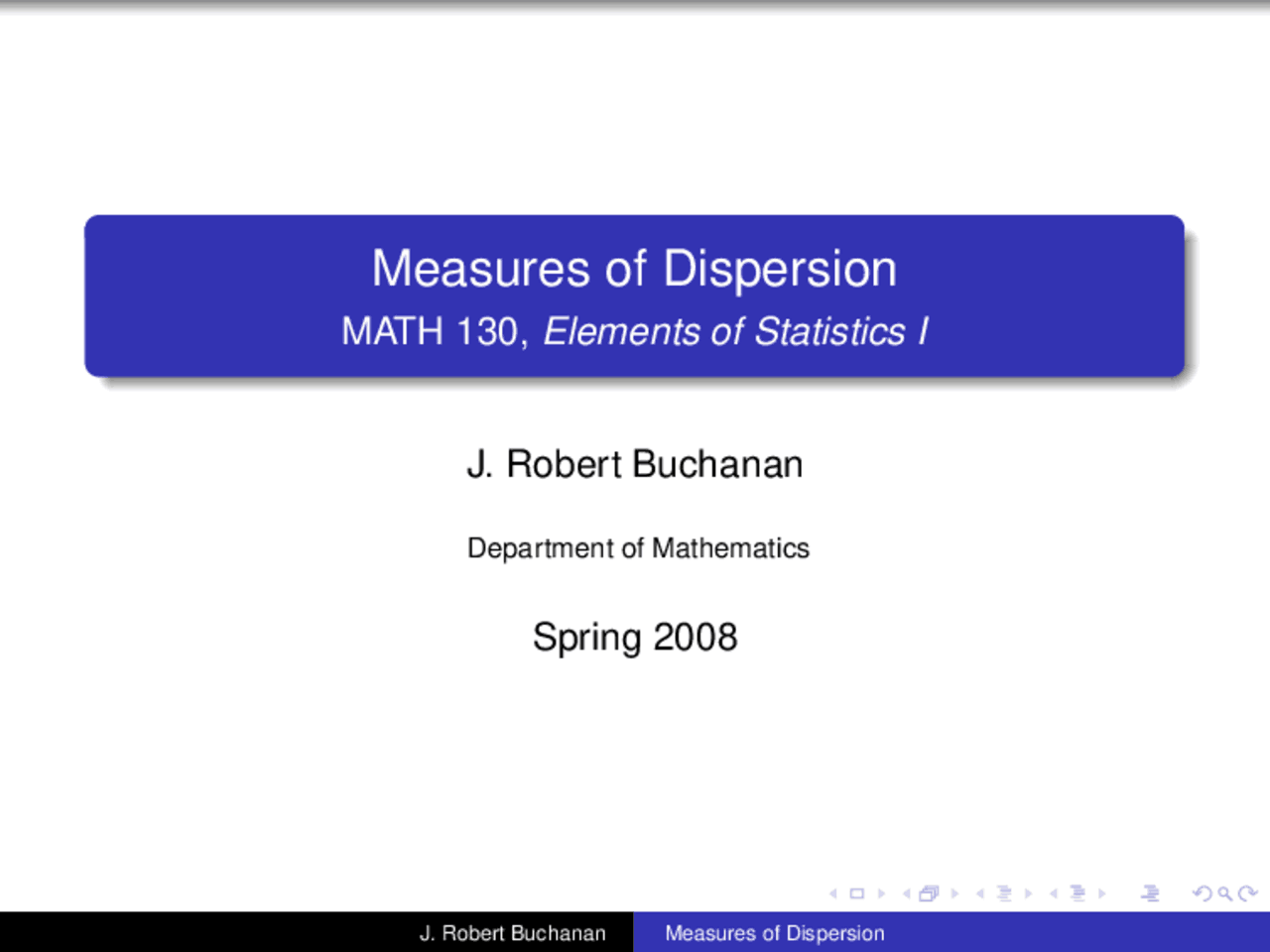 Lecture Slides On Measures Of Dispersion Elements Of Statistics 1